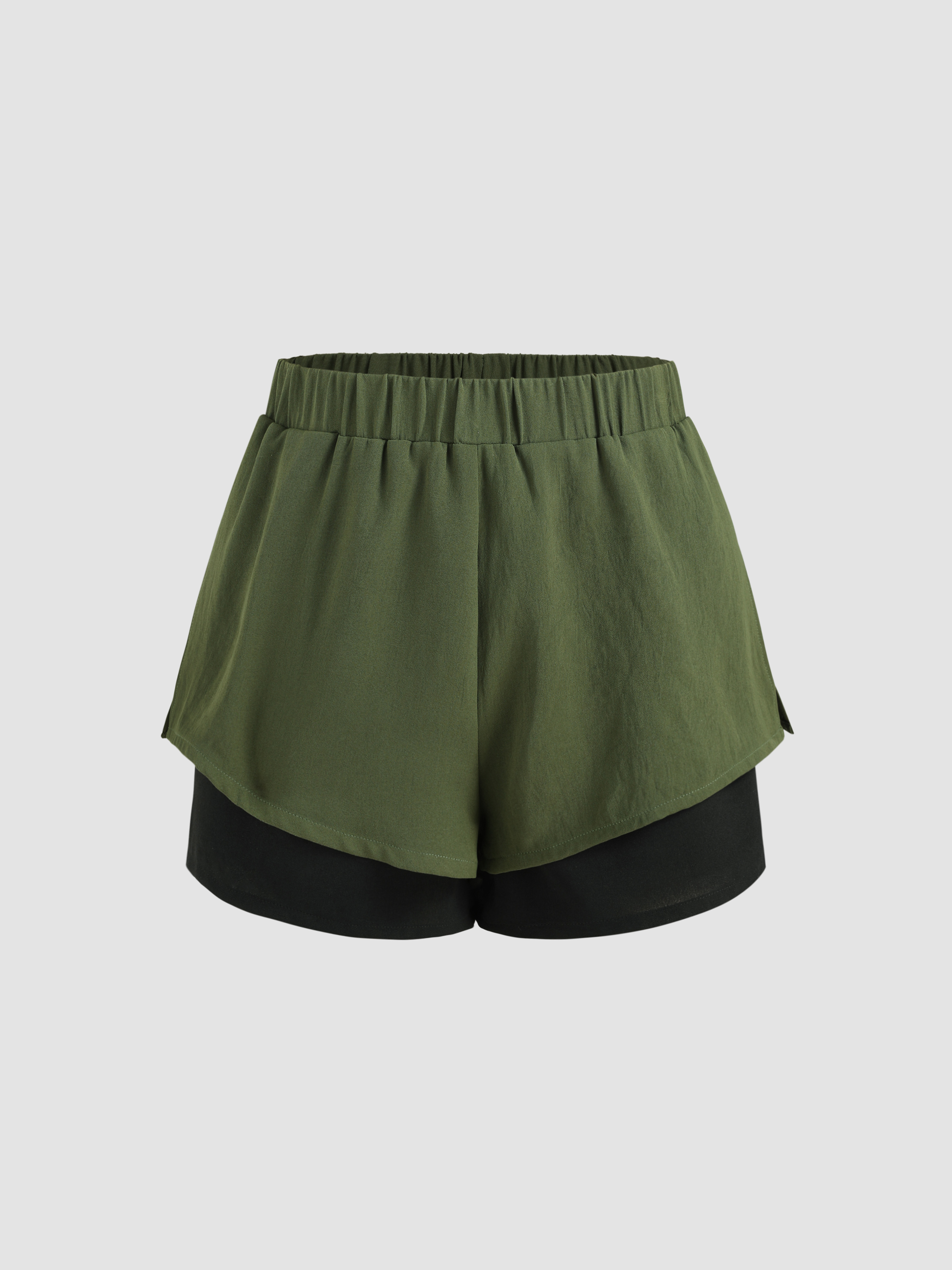 Woven Elastic Middle Waist Shorts For School Daily Casual