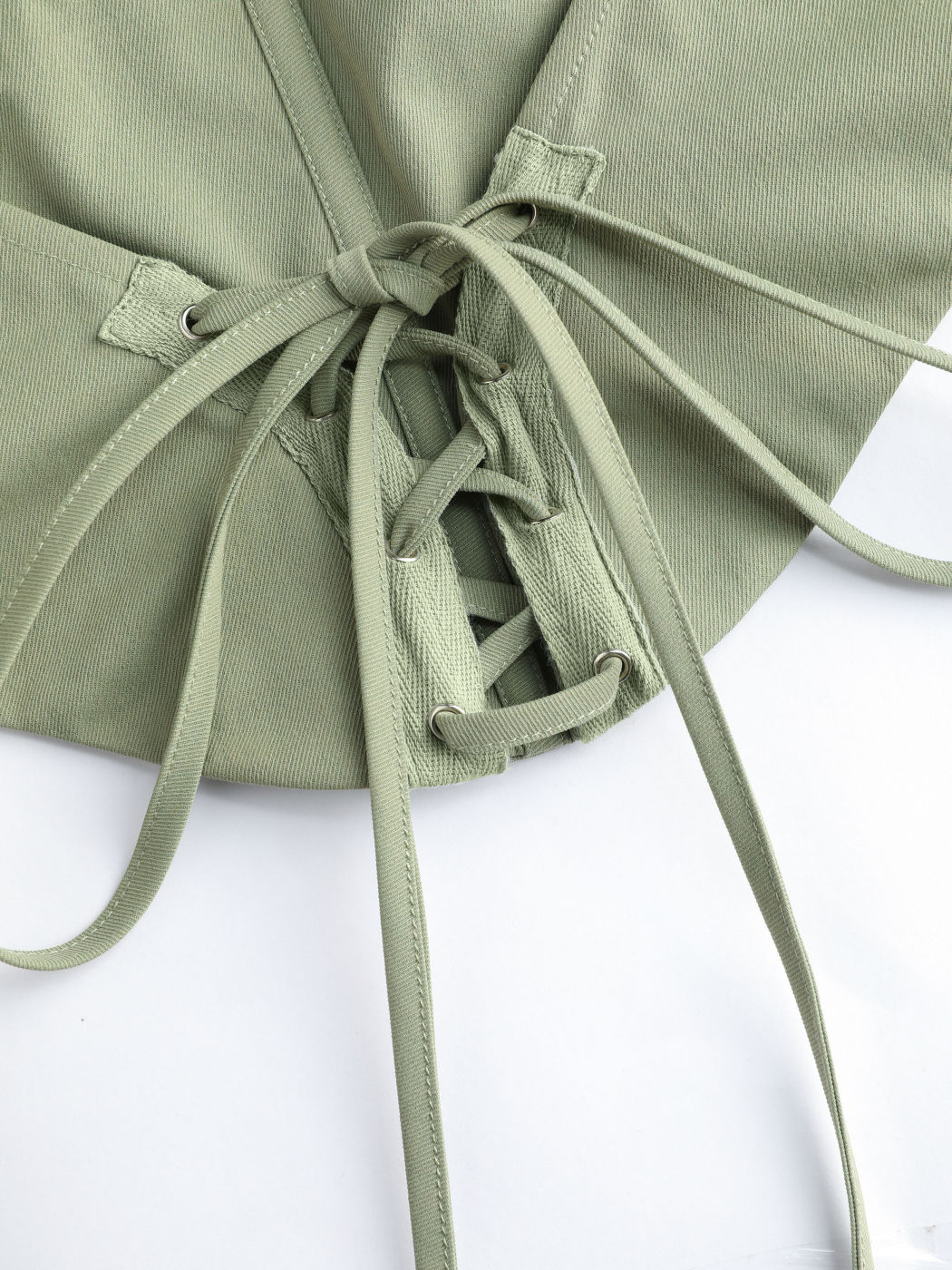 Woven Solid Sweetheart Lace Up Drawstring Cami Top For Music Festival ...