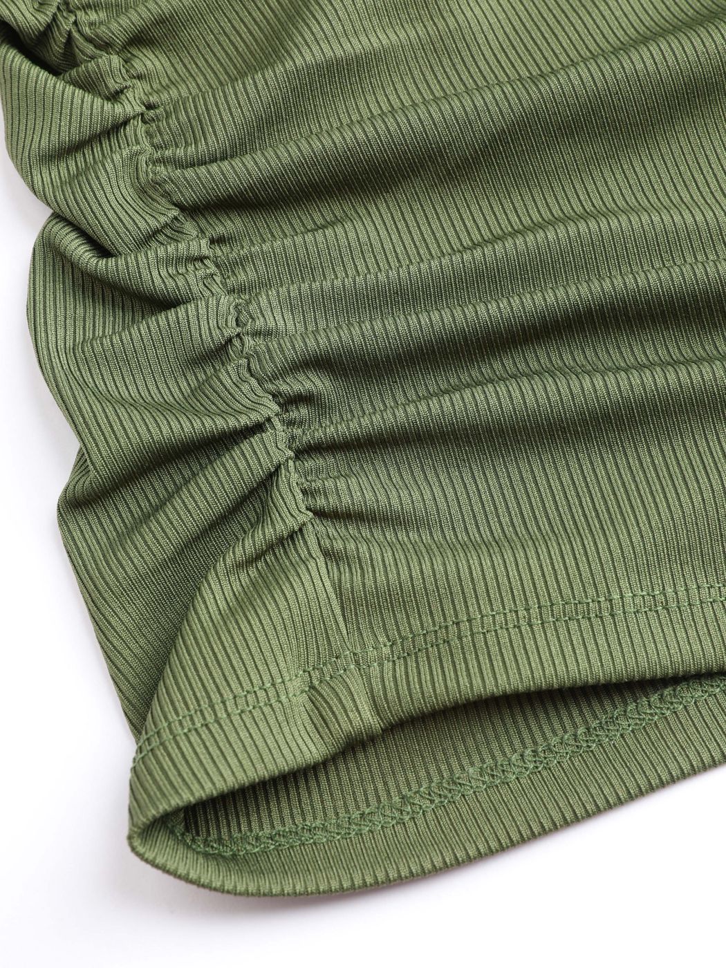 Sun Dresses Solid Rib Ruched Mini Dress For School Daily Casual