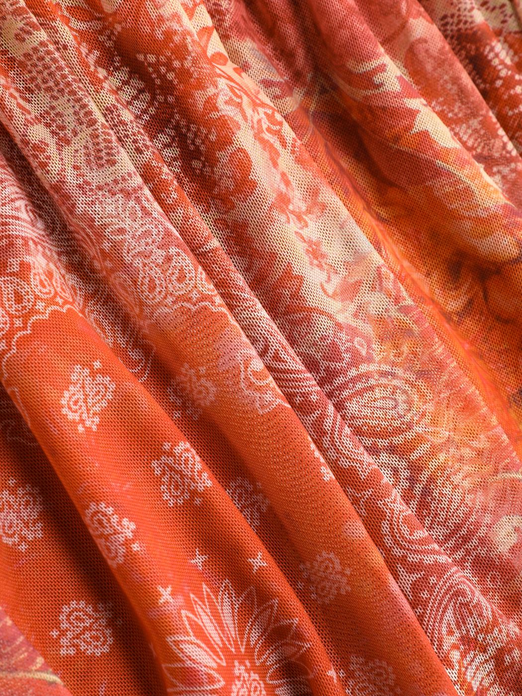 Mesh Mesh Paisley Long Sleeve Mini Dress For Vacation