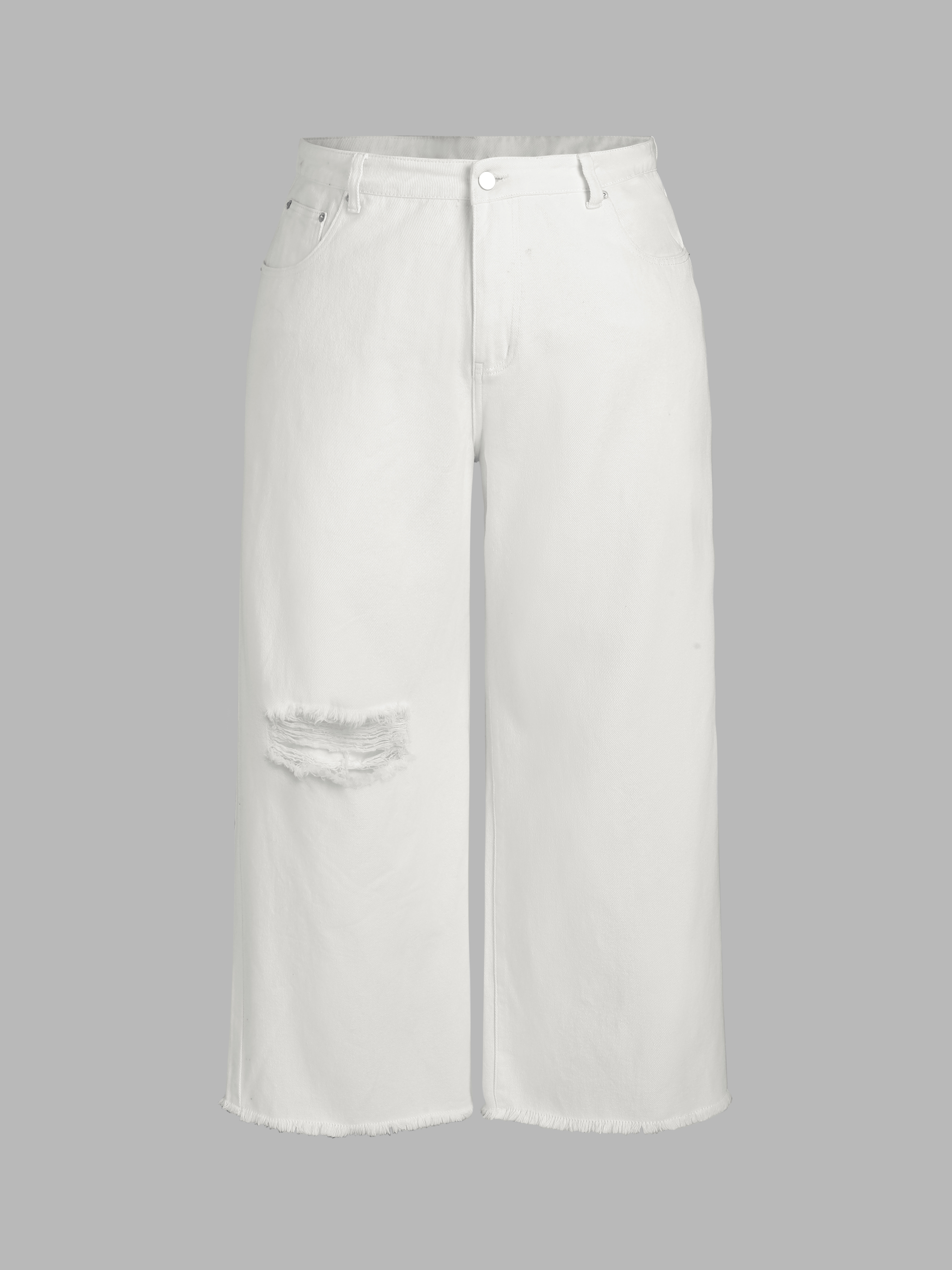 Curve & Plus Denim Ripped Middle Waist Jeans - Cider