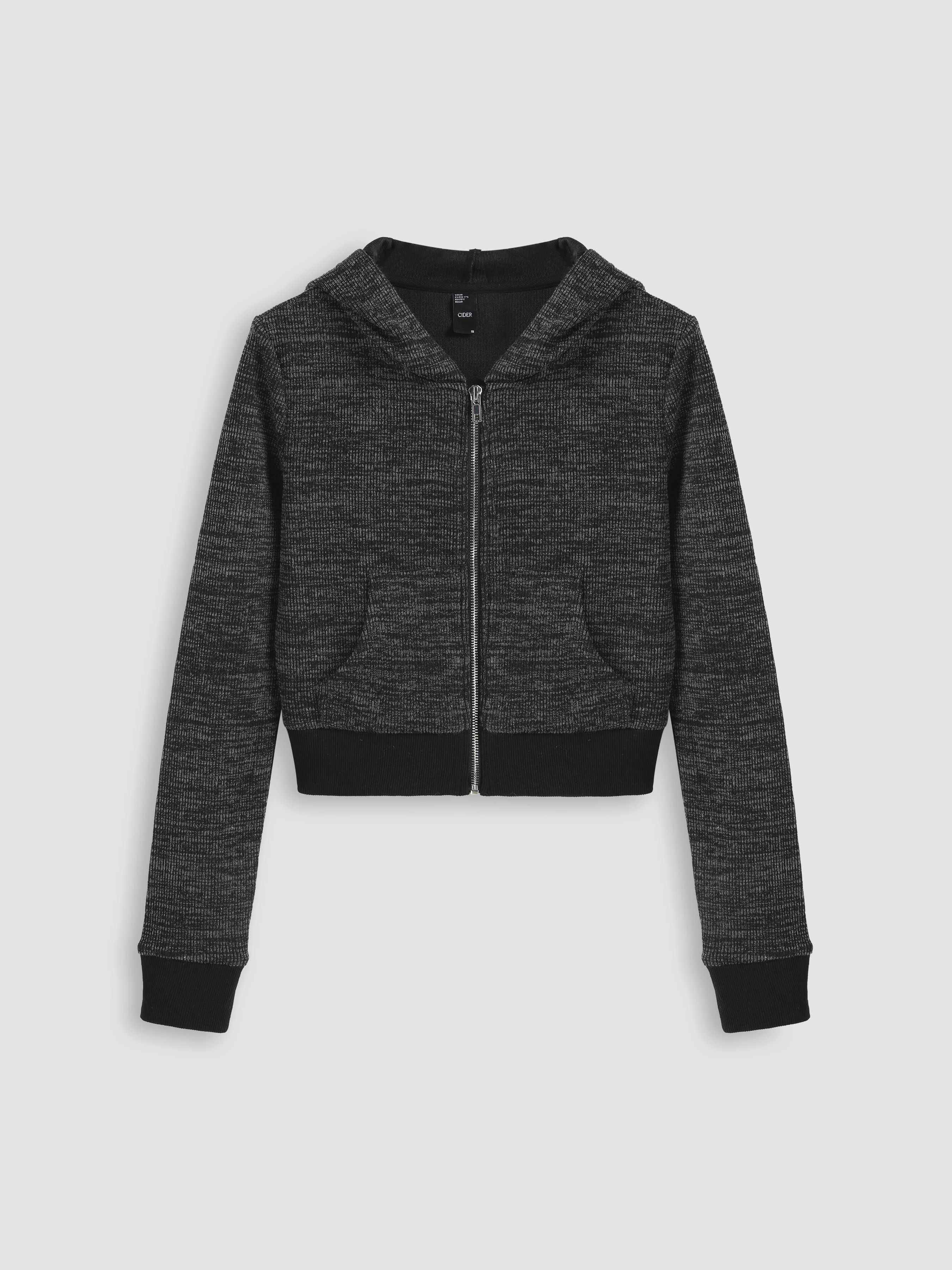 Hooded Zip Up Crop Jacket - Cider