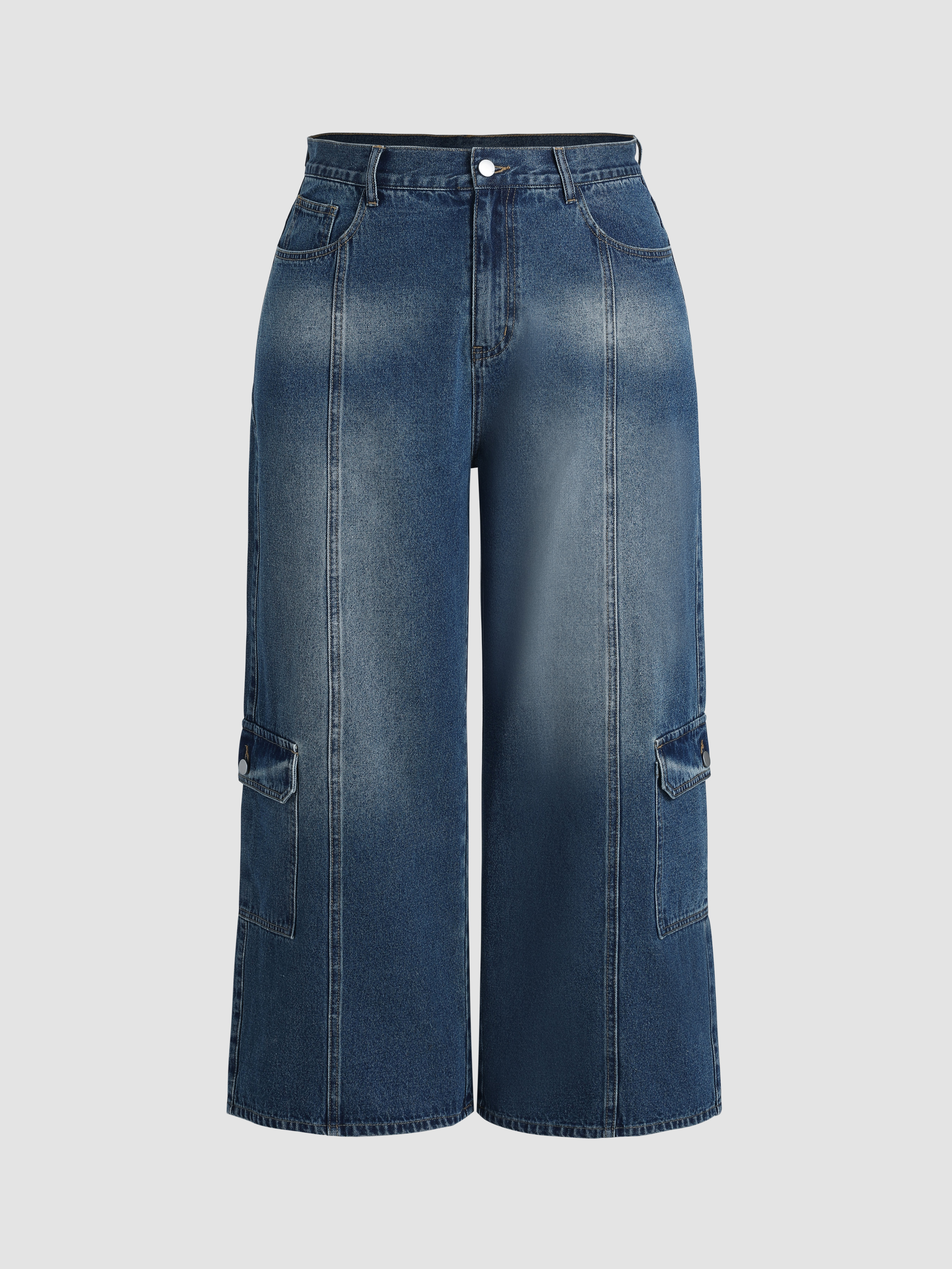 Denim Side Pocket Straight Leg Jeans Curve & Plus For Music Festival ...