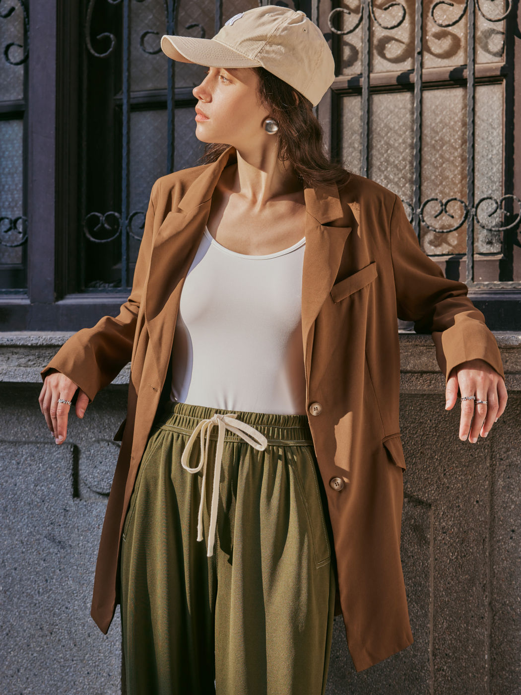 Solid Notched Collar Belted Blazer For School Work