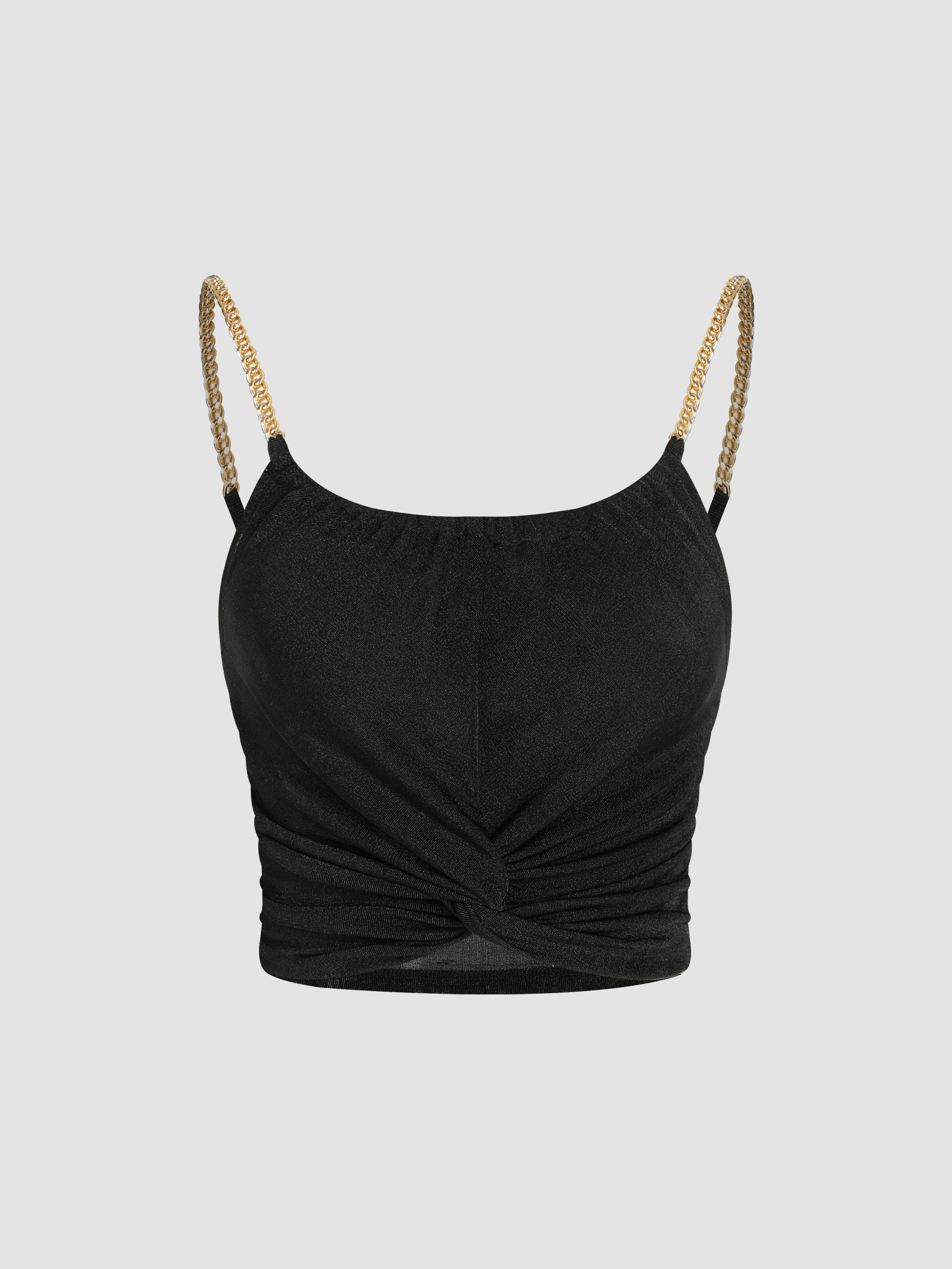 Glitter Twist Chain Detail Cami Crop Top For Music Festival/Live House ...