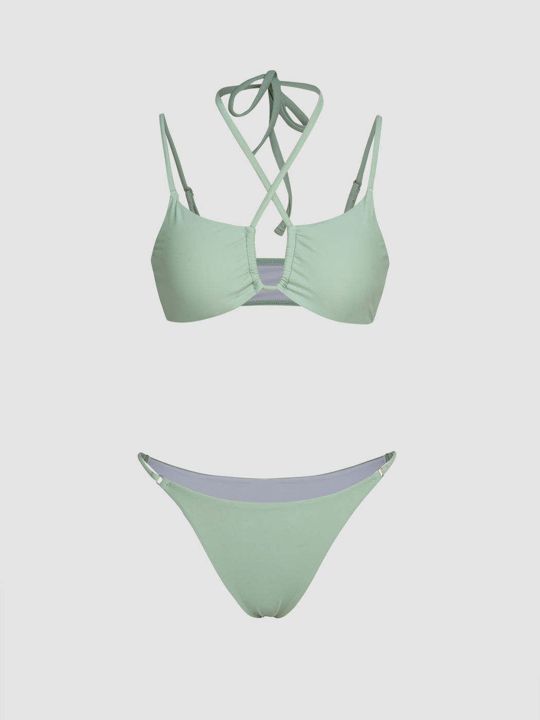 Solid Halter Bikini Swimsuit - Cider