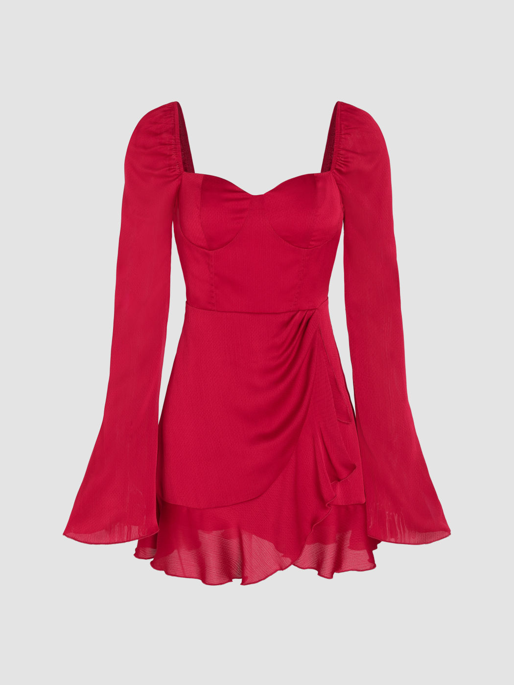 Satin Satin Solid Sweetheart Ruffle Mini Dress For Date