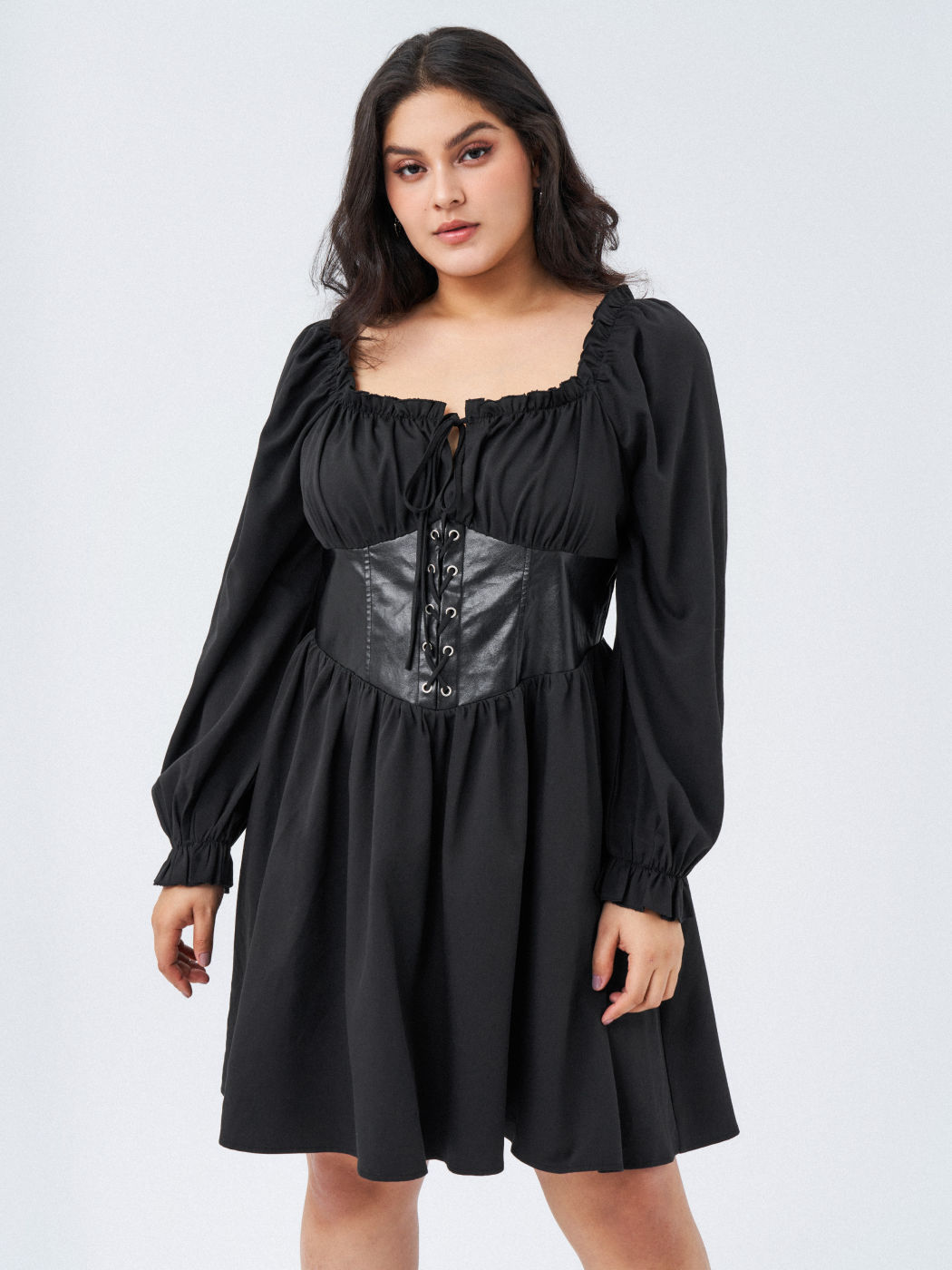 Corset Solid Mini Dress Curve & Plus - Cider
