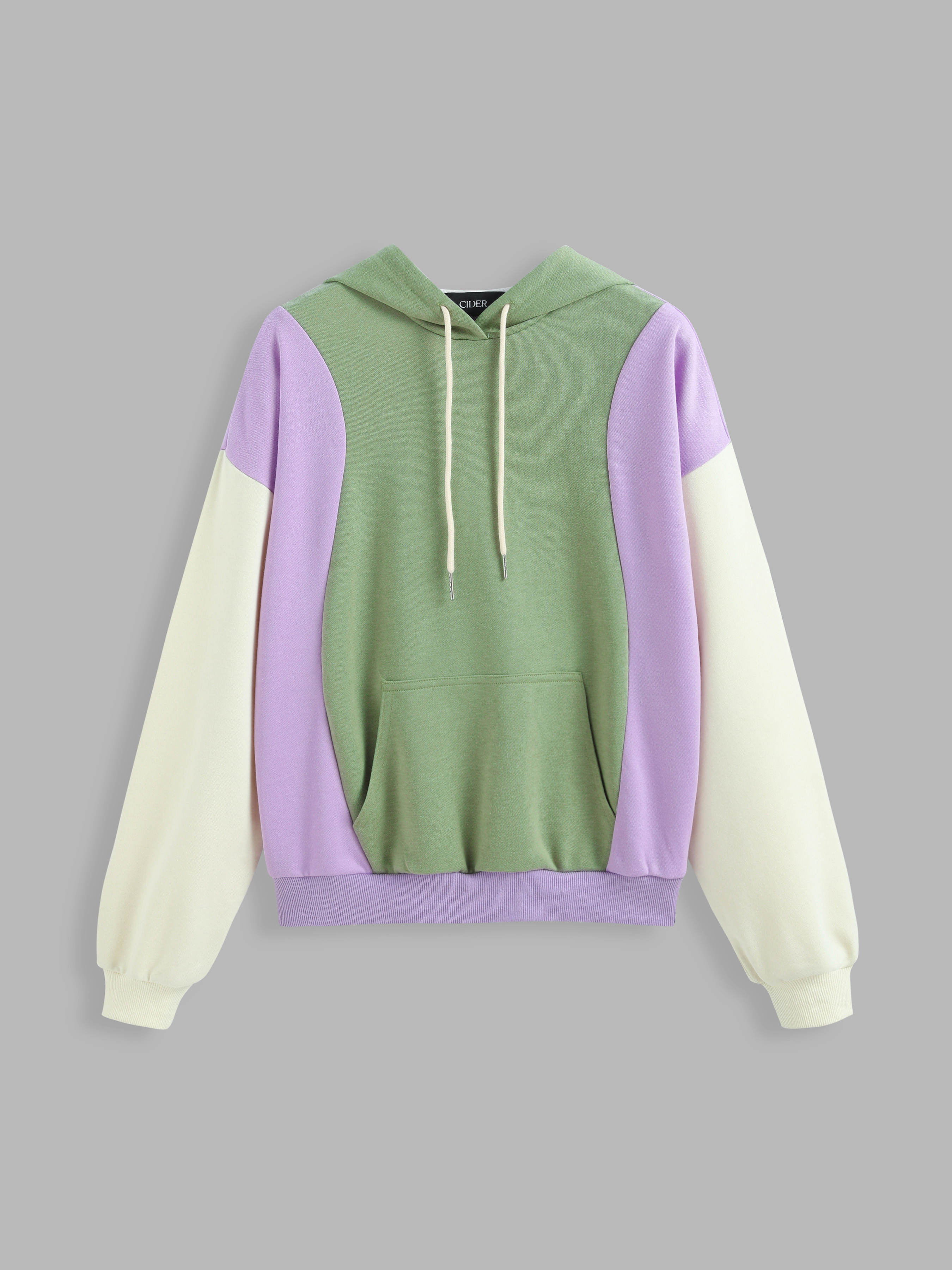 Patchy Drawstring Oversized Hoodie - Cider
