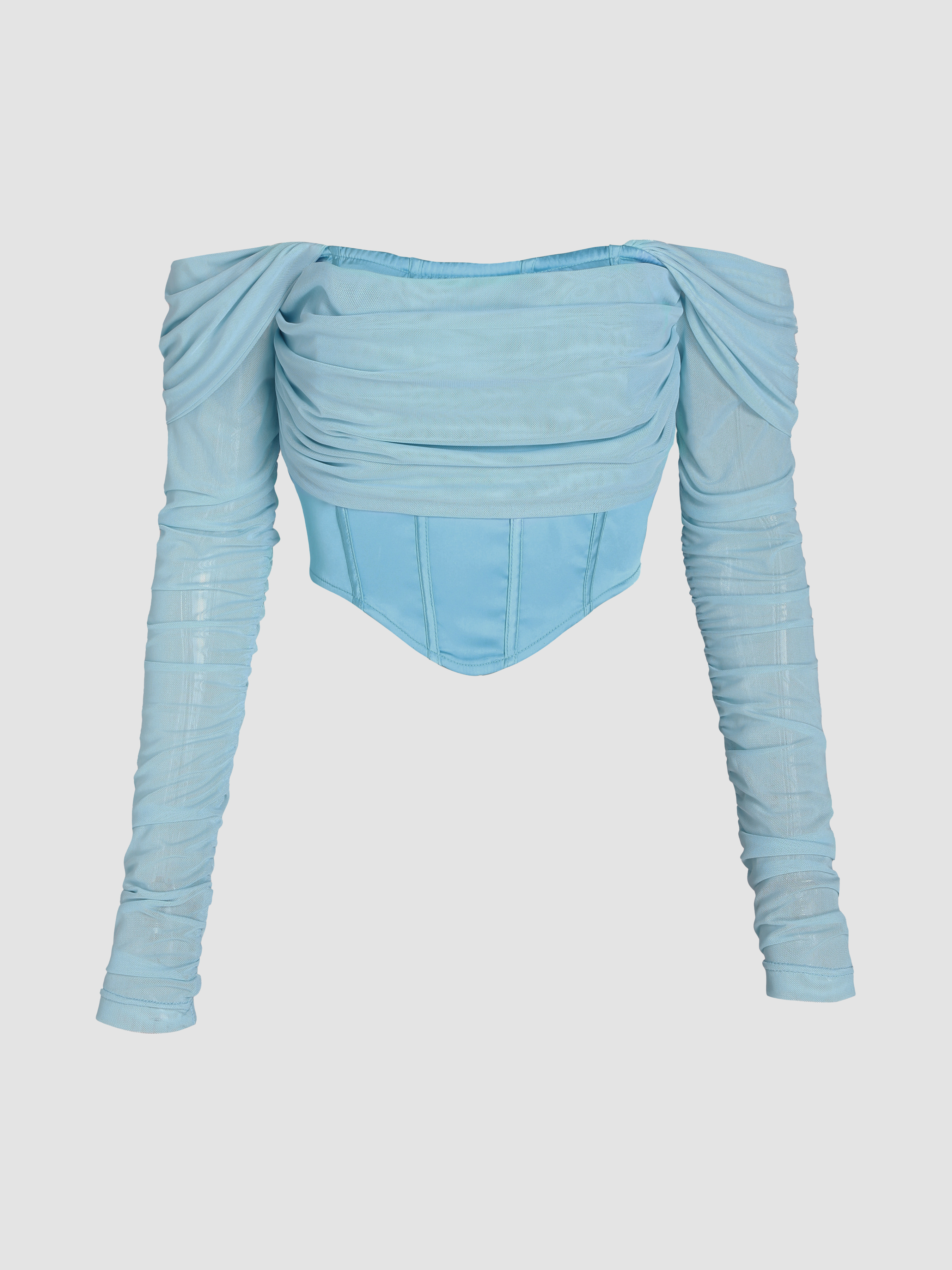 Satin Satin Solid Corset Long Sleeve Blouse For Date