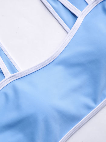 Contrast Trim Bikini Set For Swimming Pool Beach