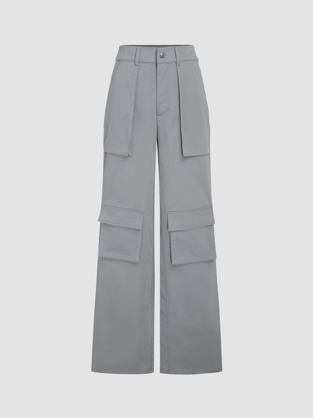 Solid High Waist Pocket Wide Leg Cargo Pants - Cider