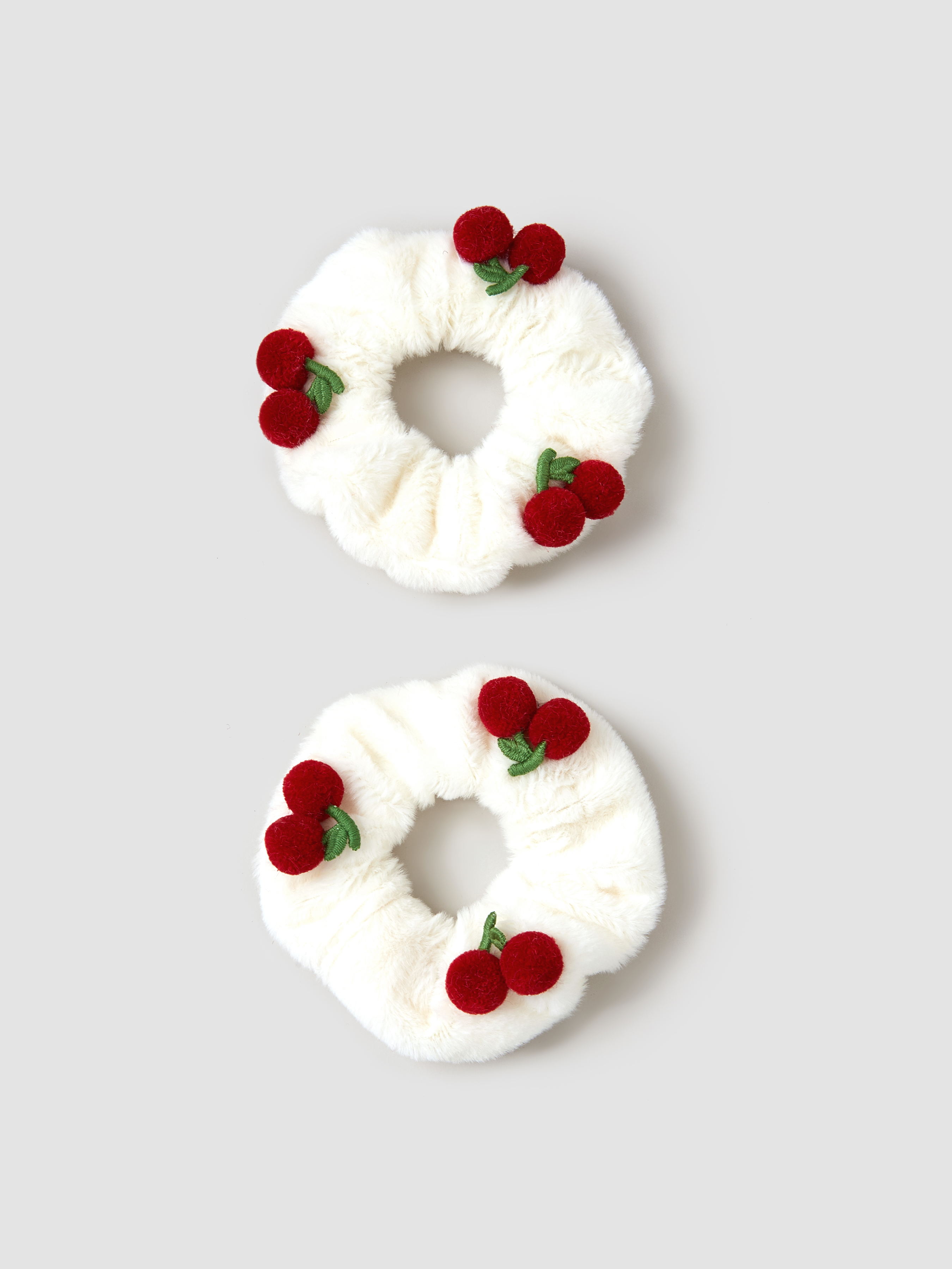 Polyester 2pcs Cherry Fluffy Scrunchies For School