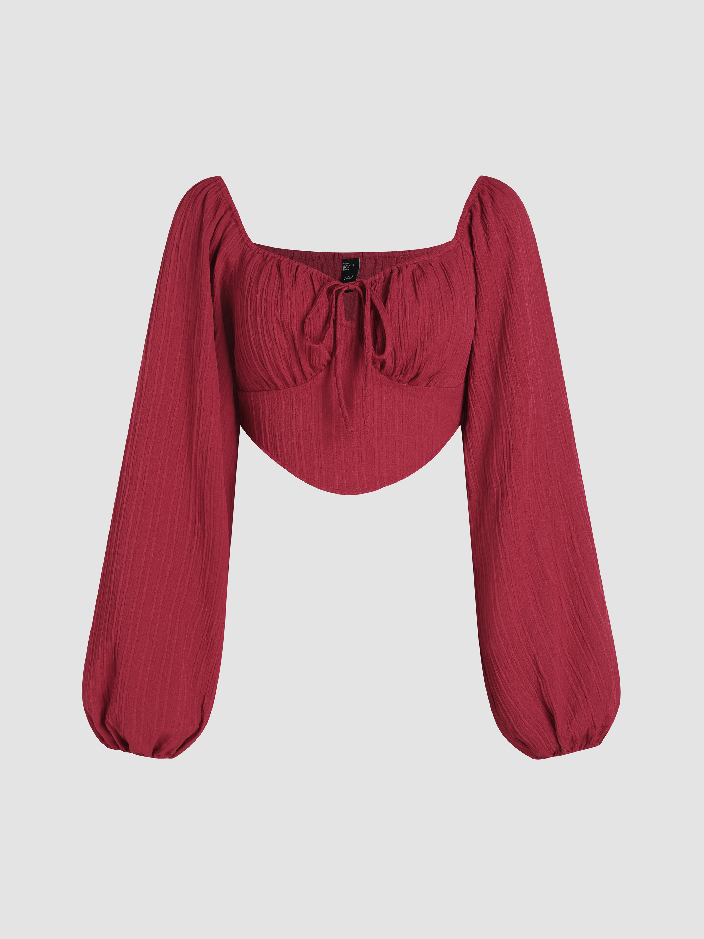 Solid V-neck Knotted Crop Blouse For Vacation Holiday