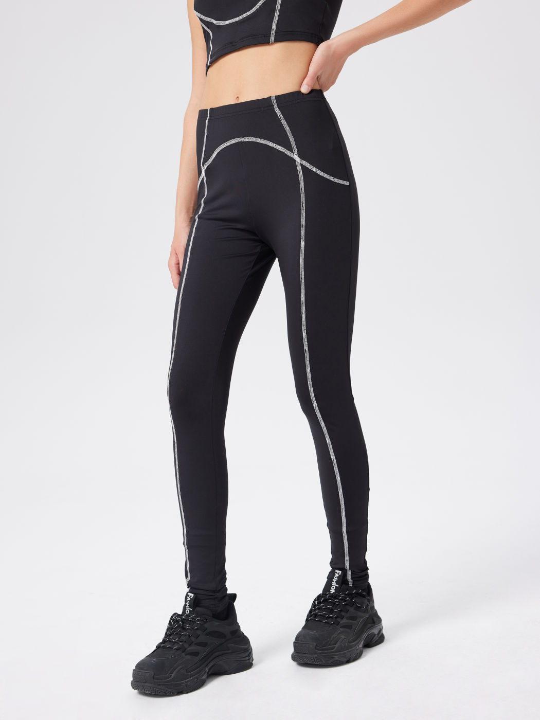 Stitch Middle Waist Pants - Cider