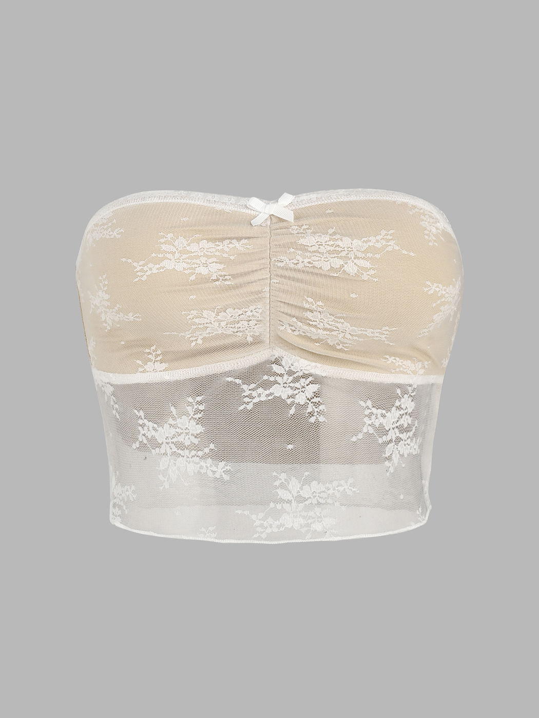 Lace Sheer Lace Tube Top & Long Sleeve Crop Top For Date Wedding