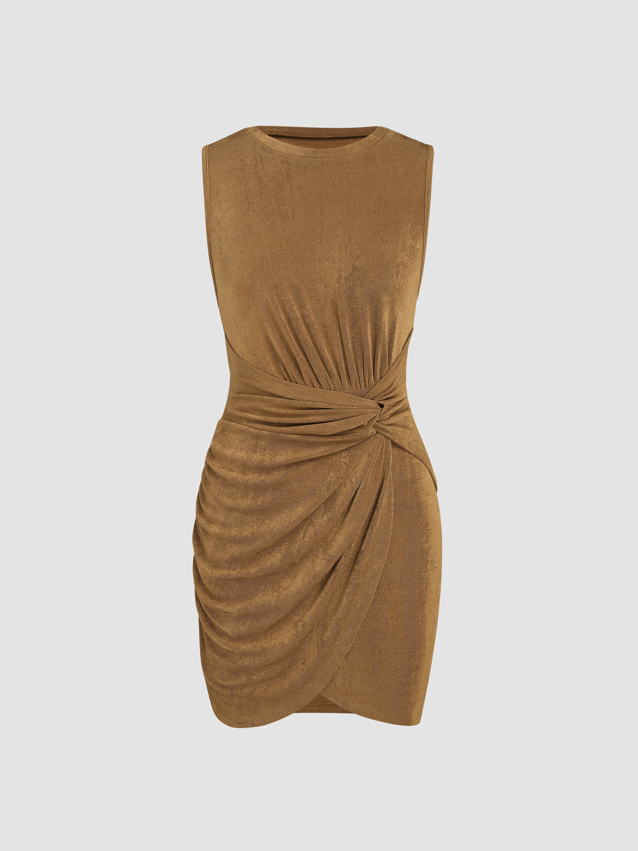 Solid Jersey Ruched Mini Dress - Cider