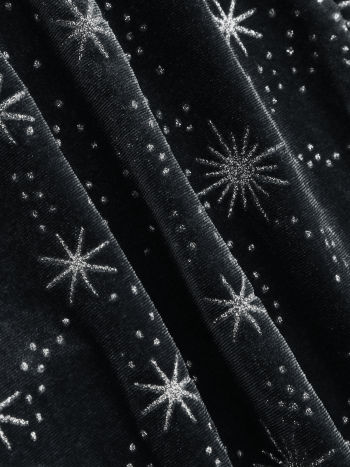 Velvet Velvet Star Pattern High Neck Short Dress For Date Vacation Holiday