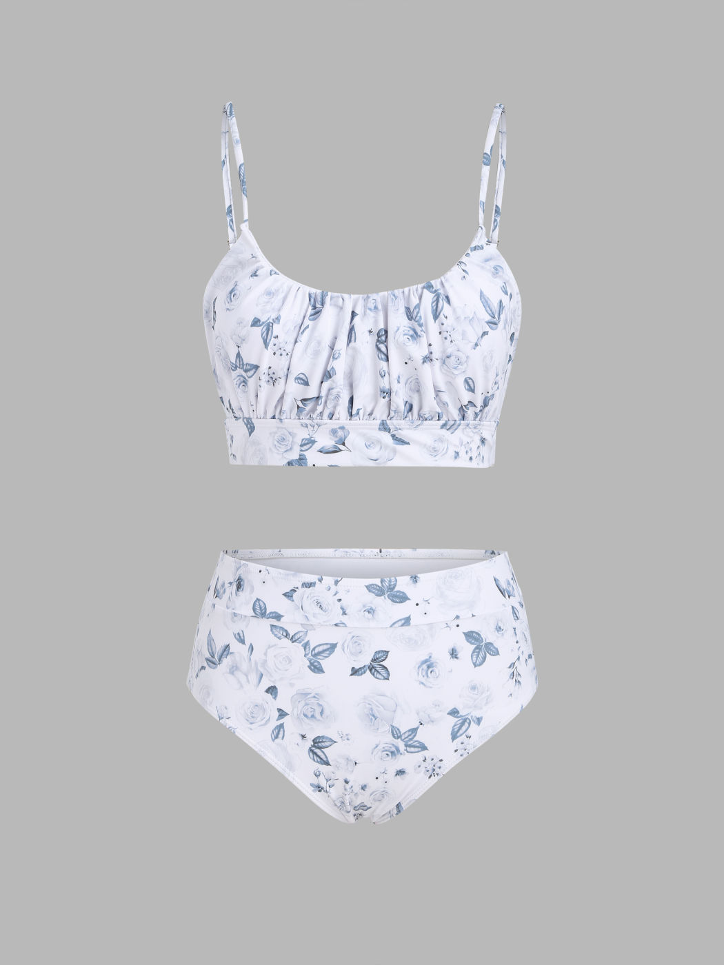 Tummy Control U-neckline Floral Tummy Control Bikini Swimsuit For Vacation Swimming Pool Beach
