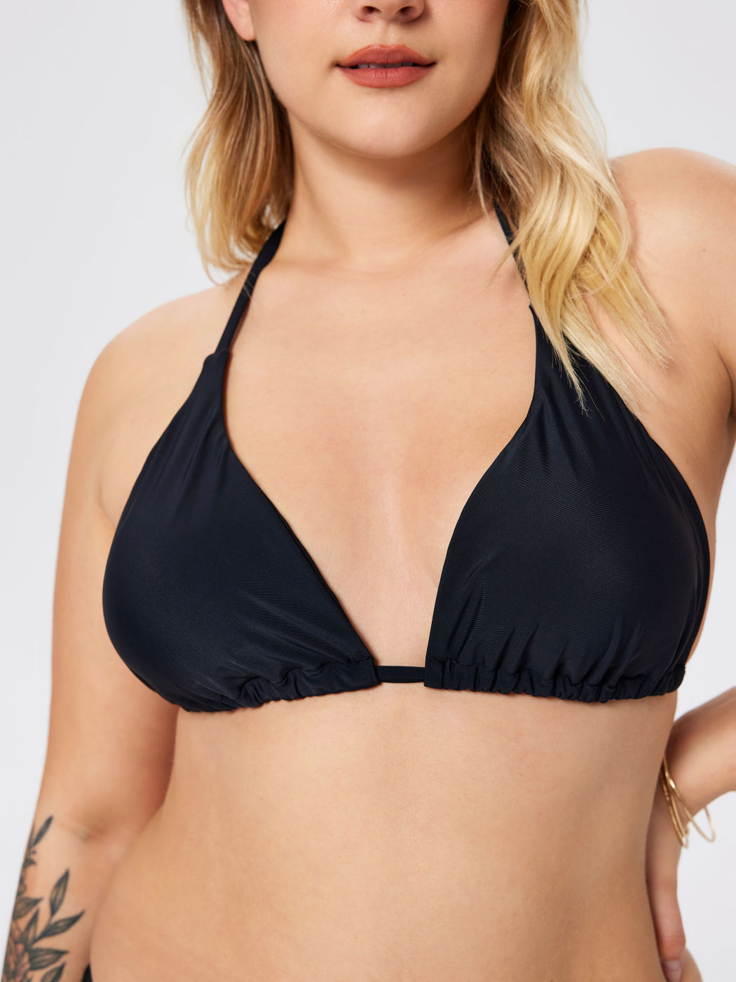 Basic Solid Triangle Bikini Top Curve & Plus - Cider