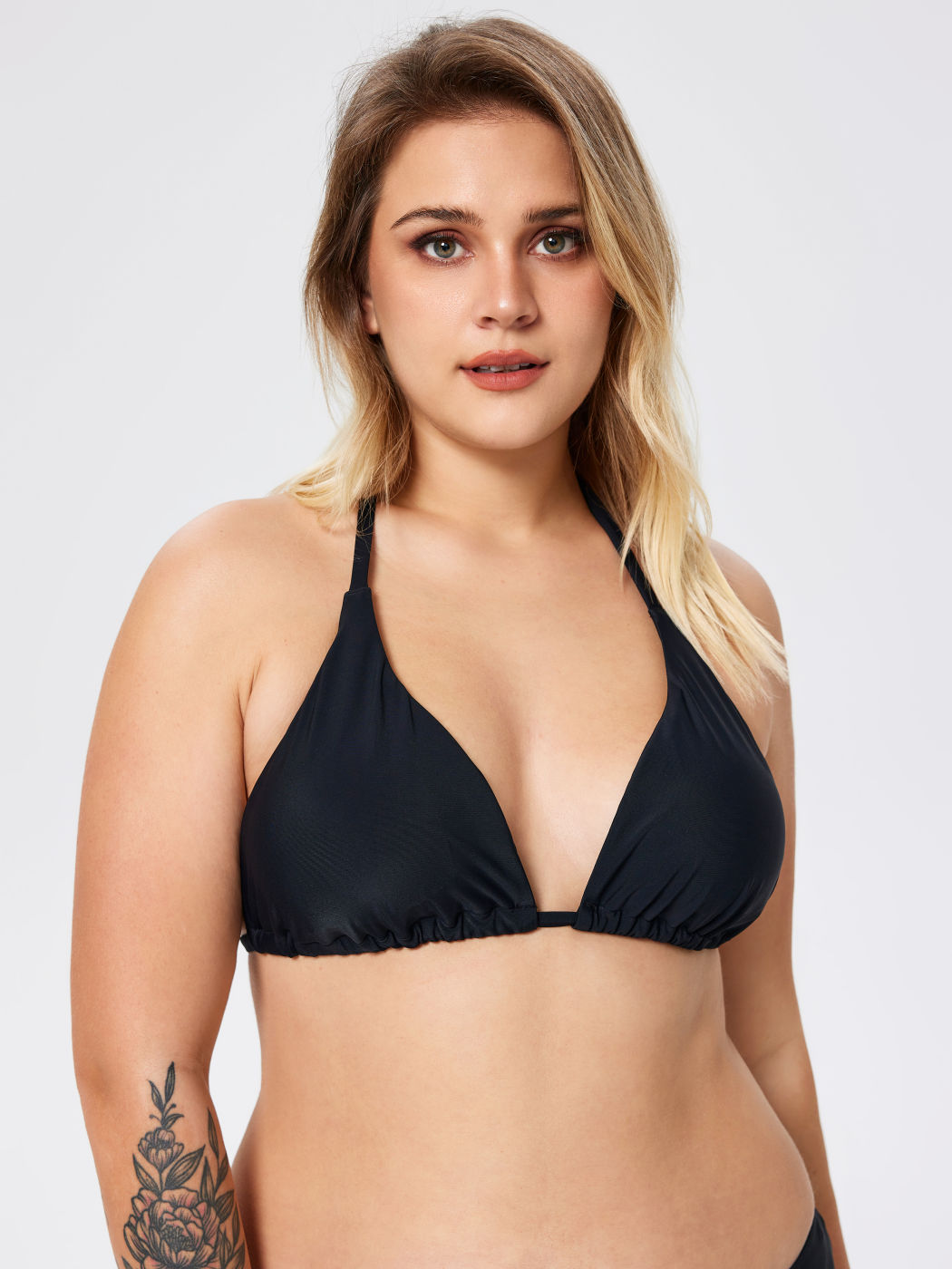 Basic Solid Triangle Bikini Top Curve & Plus - Cider