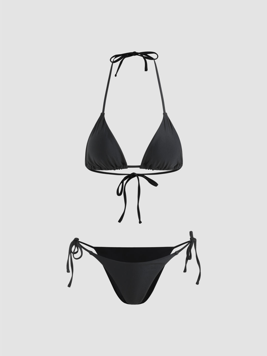 3pack Solid Halter Bikini Swimsuit And Cover Up Top For Vacation Swimming