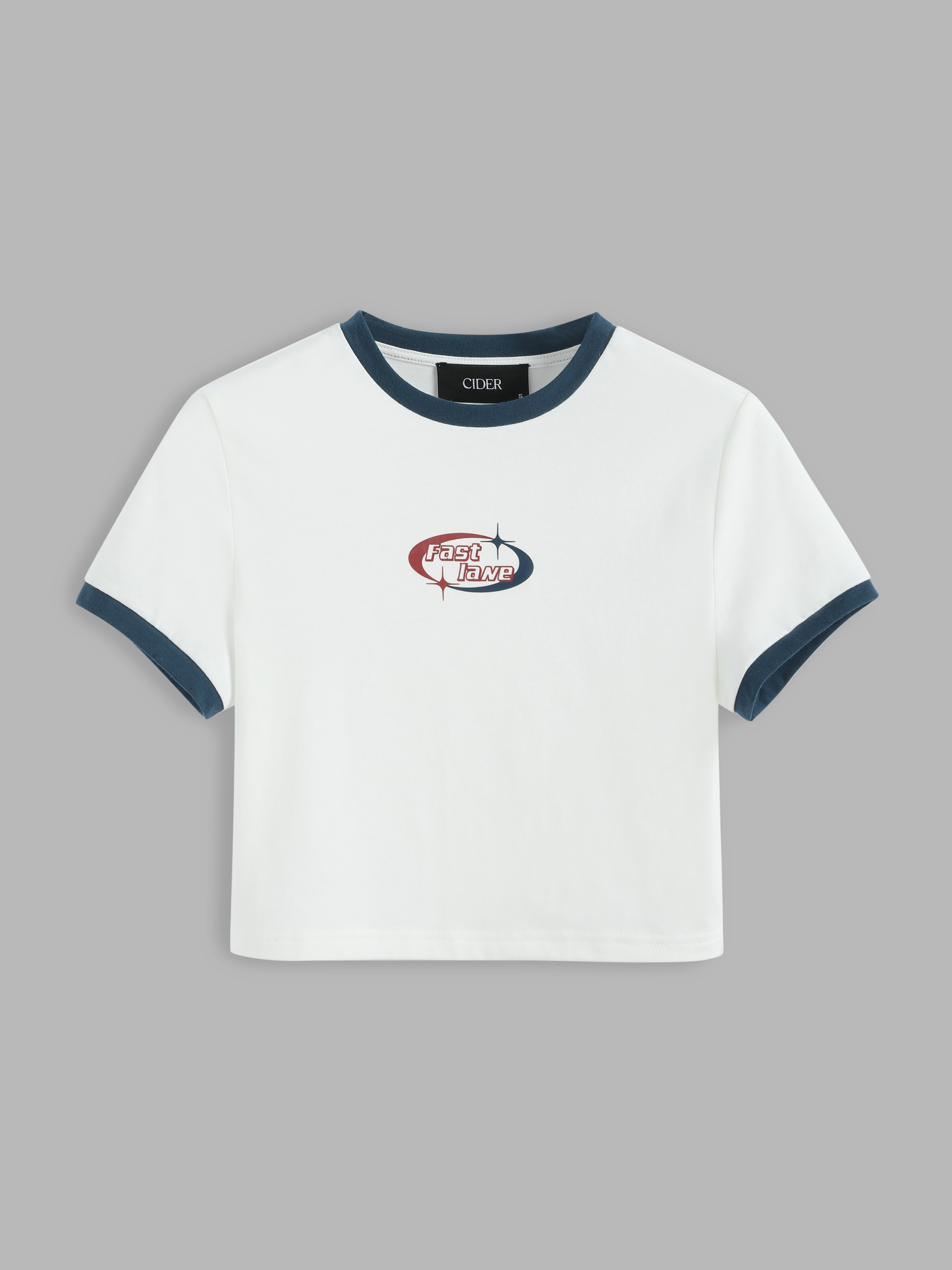 Jersey Jersey Graphic Contrast Trim Crop Tee For Daily Casual School