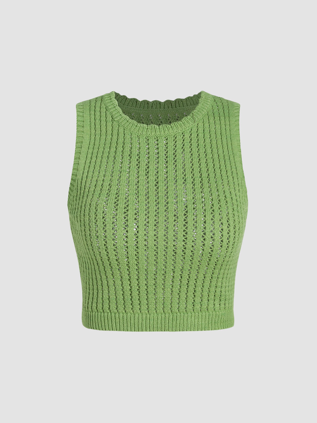 Round Neckline Knitted Cami Top - Cider