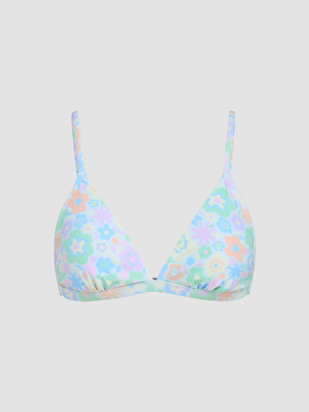 Knit Fabric Colorful Floral Bikini Top For Vacation Swimming Pool Beach