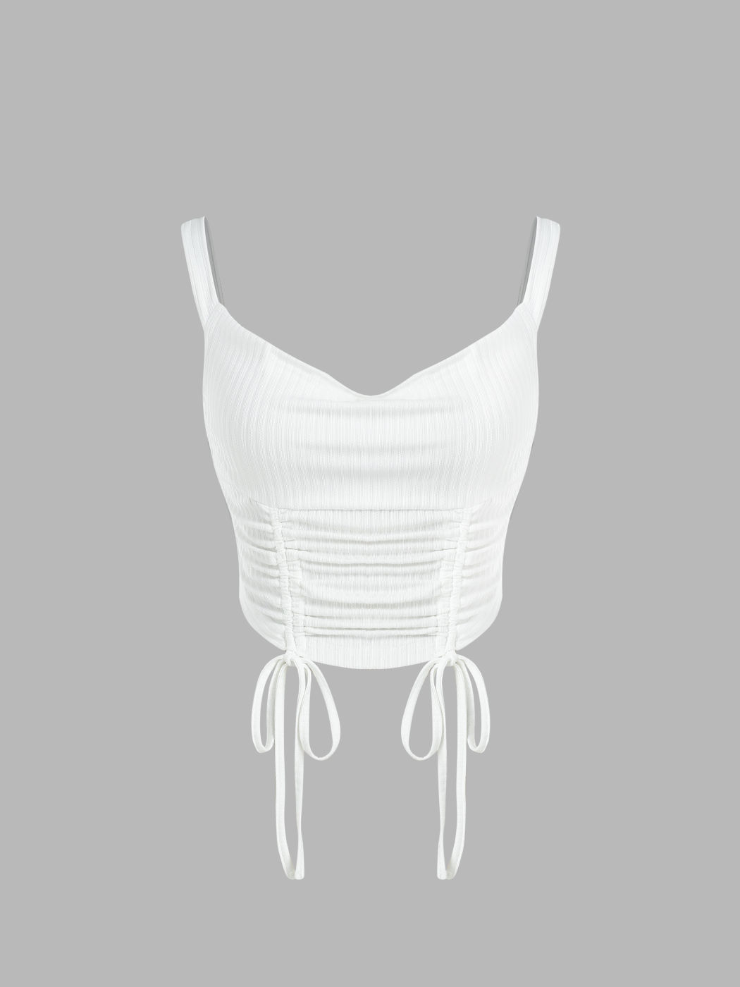 Rib Rib Ruched Drawstring Cami Crop Top For Date