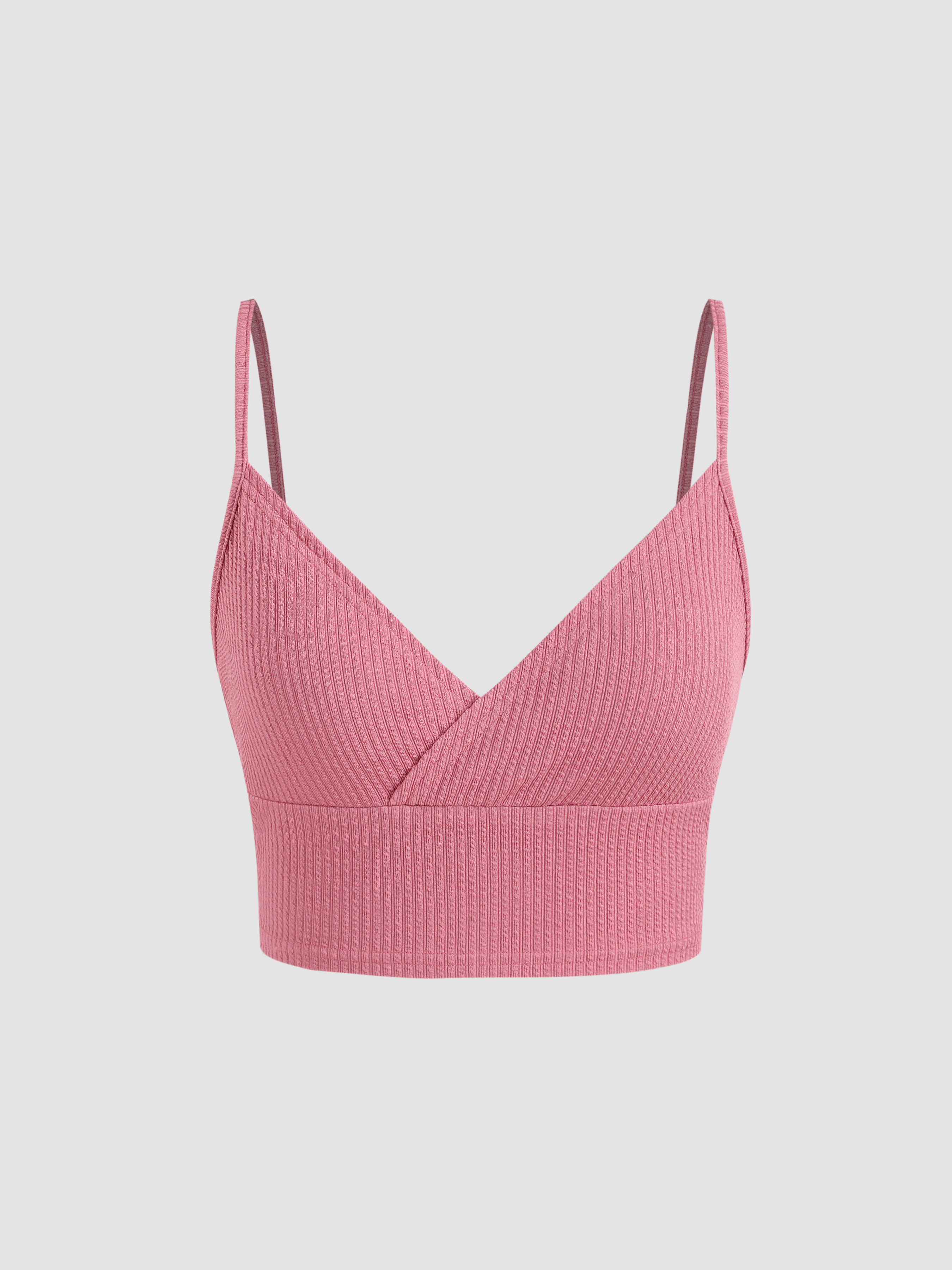 Knit V-neck Cami Crop Top For Daily Casual