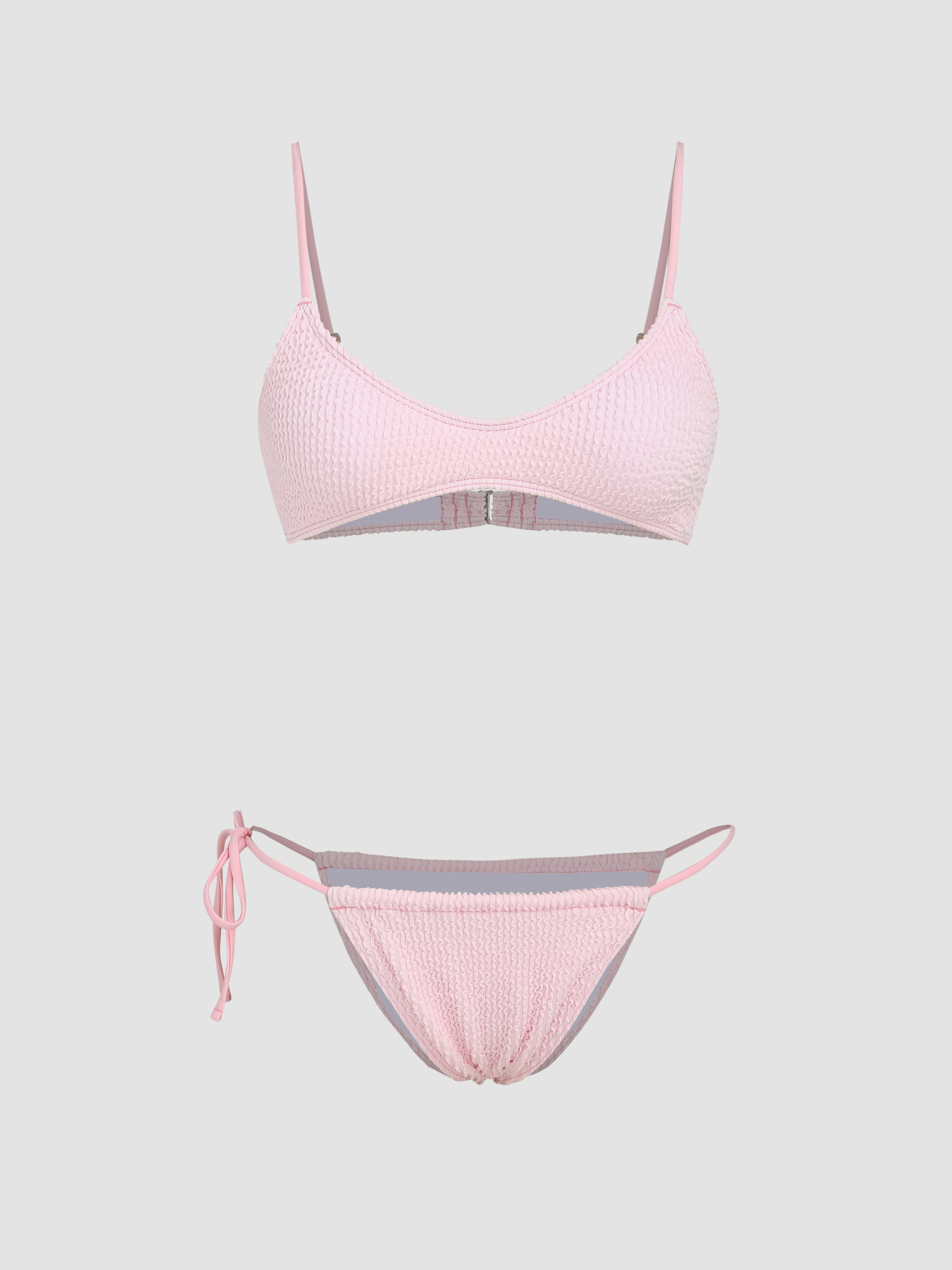 Texture Tie Side Bikini Swimsuit - Cider
