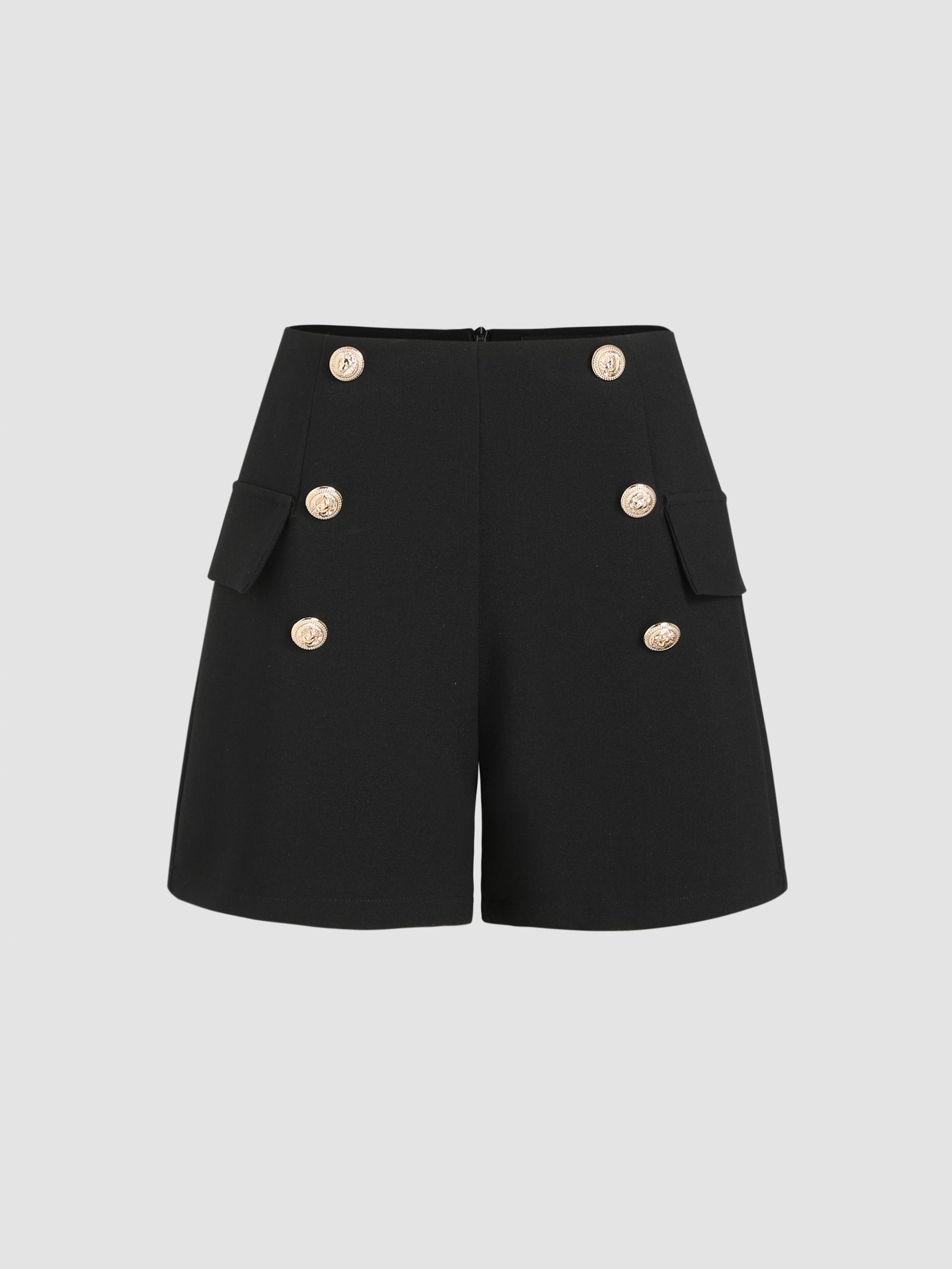 Woven Button Wide Leg Shorts For School Daily Casual Coffee Shop Work