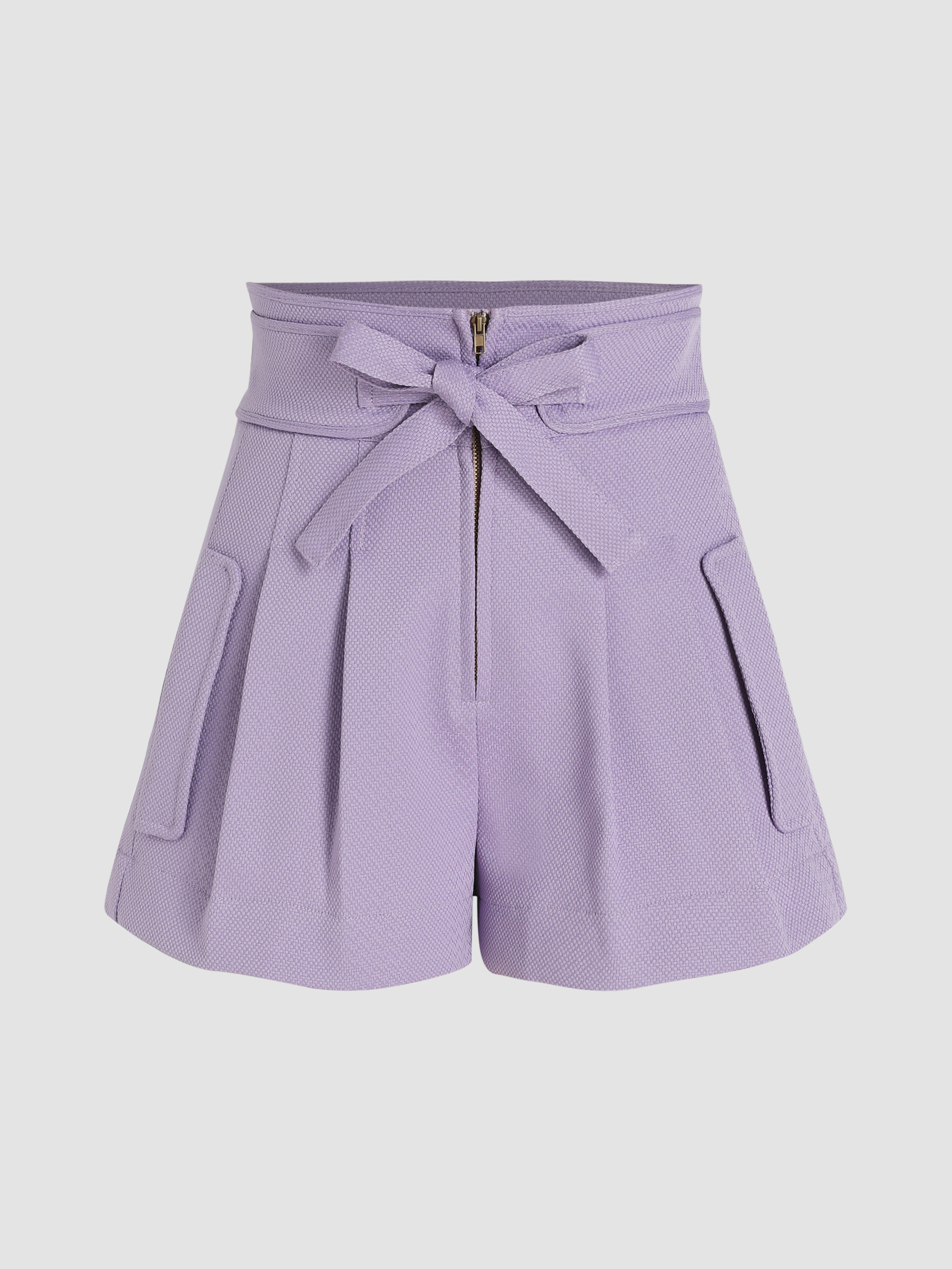 Bowknot Pleated High Waist Ultra Shorts For Daily Casual School