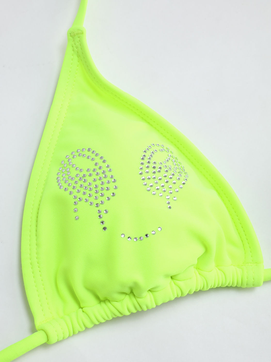 Knit Fabric Sequin Halter Triangle Bikini Swimsuit For Vacation Swimming Pool Beach