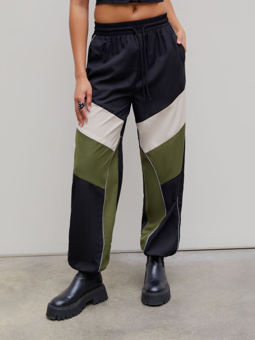 Patchy Drawstring Straight Leg Pants - Cider Patchy Drawstring Straight Leg Pants - Cider