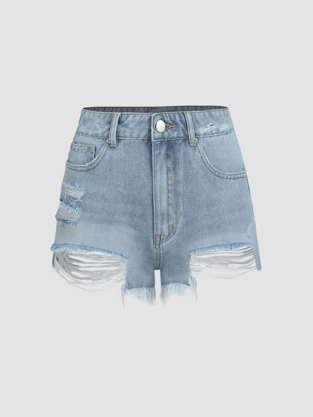 Denim Tassels Ripped Jean Shorts For Daily Casual