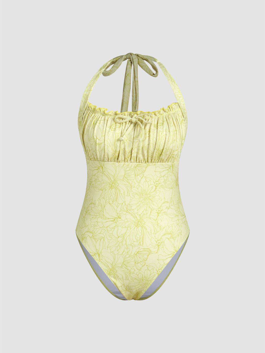 Floral Ruched Tummy Control One Piece Swimsuit - Cider