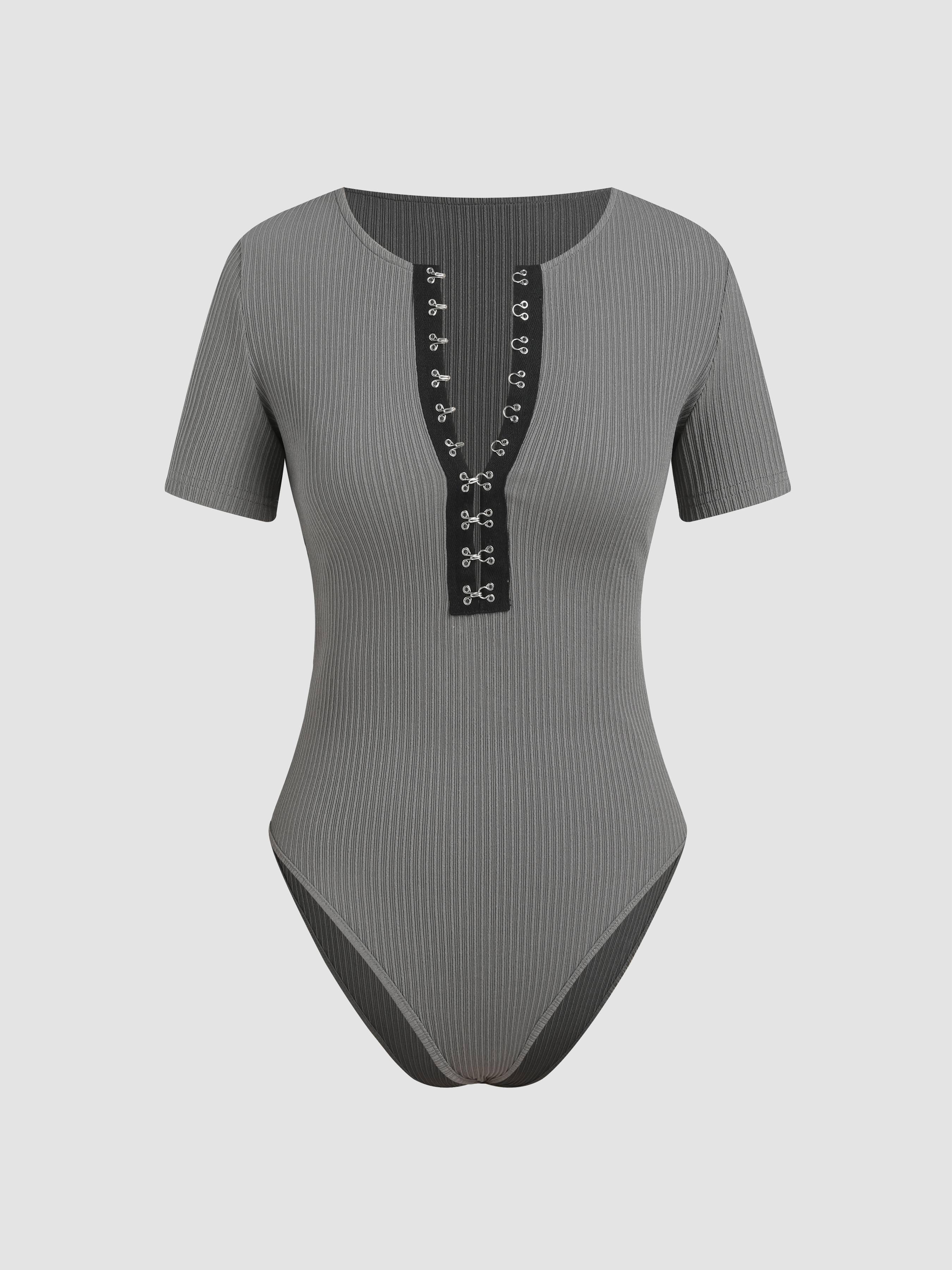 Contrast Trim Short Sleeve Rib Bodysuit - Cider