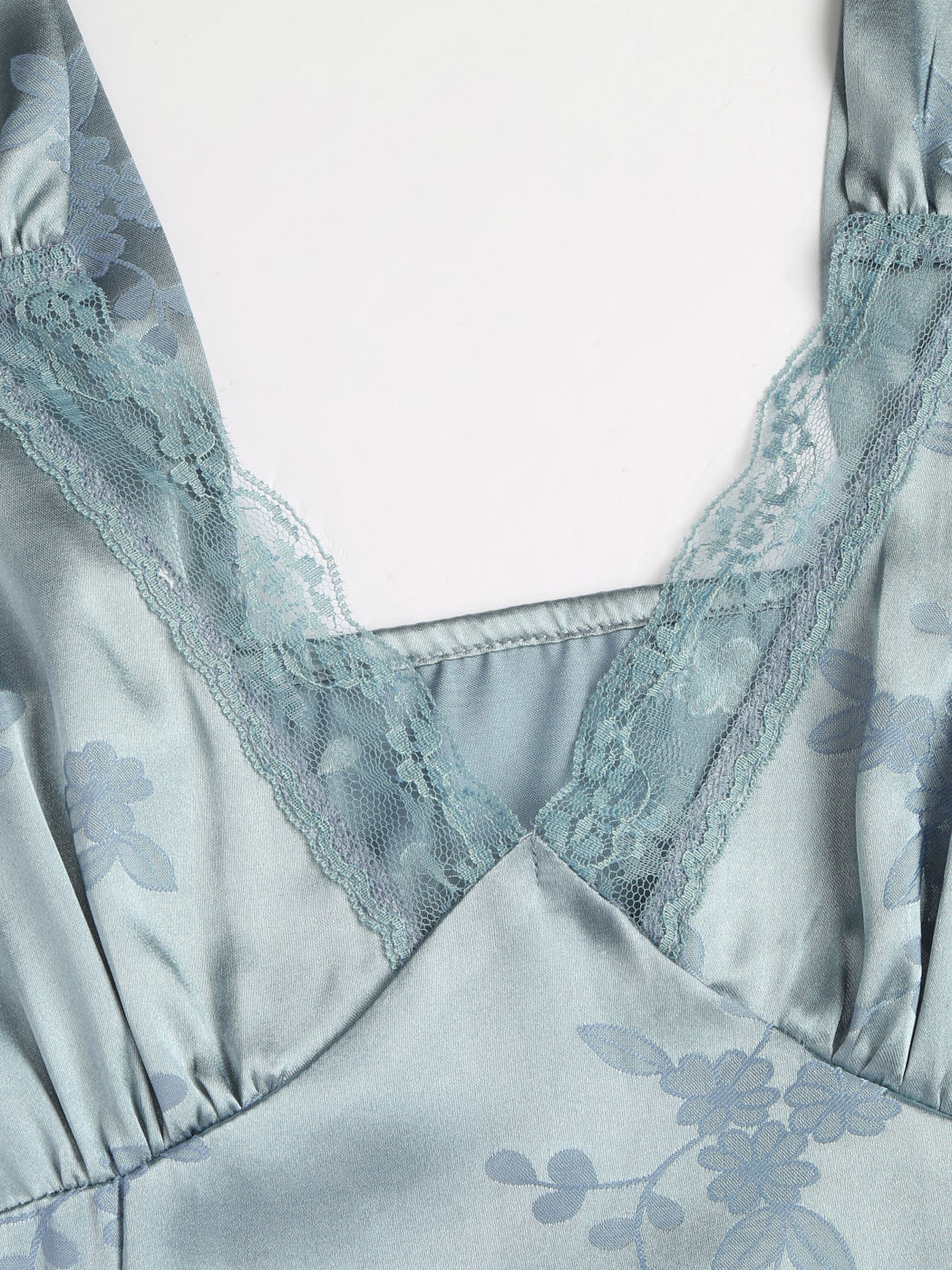 Satin Floral V-neck Lace Trim Maxi Dress For Date Party/Clubbing