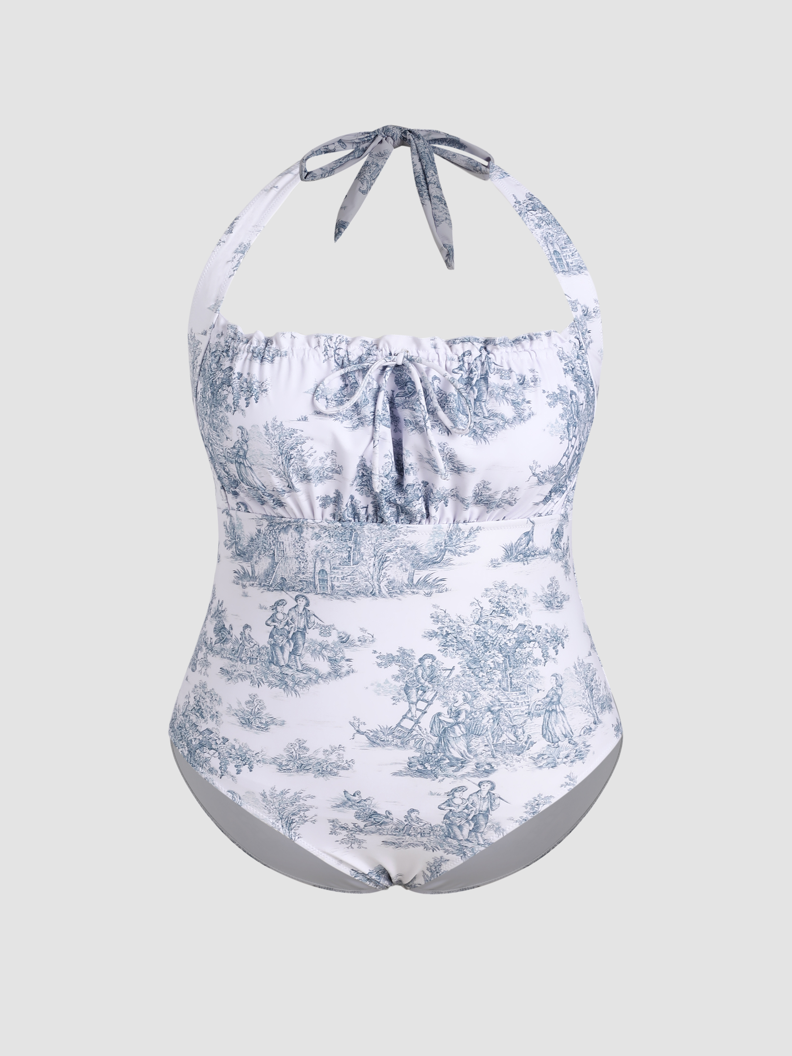 Toile de Jouy Ruffle One Piece Swimsuit Curve & Plus - Cider