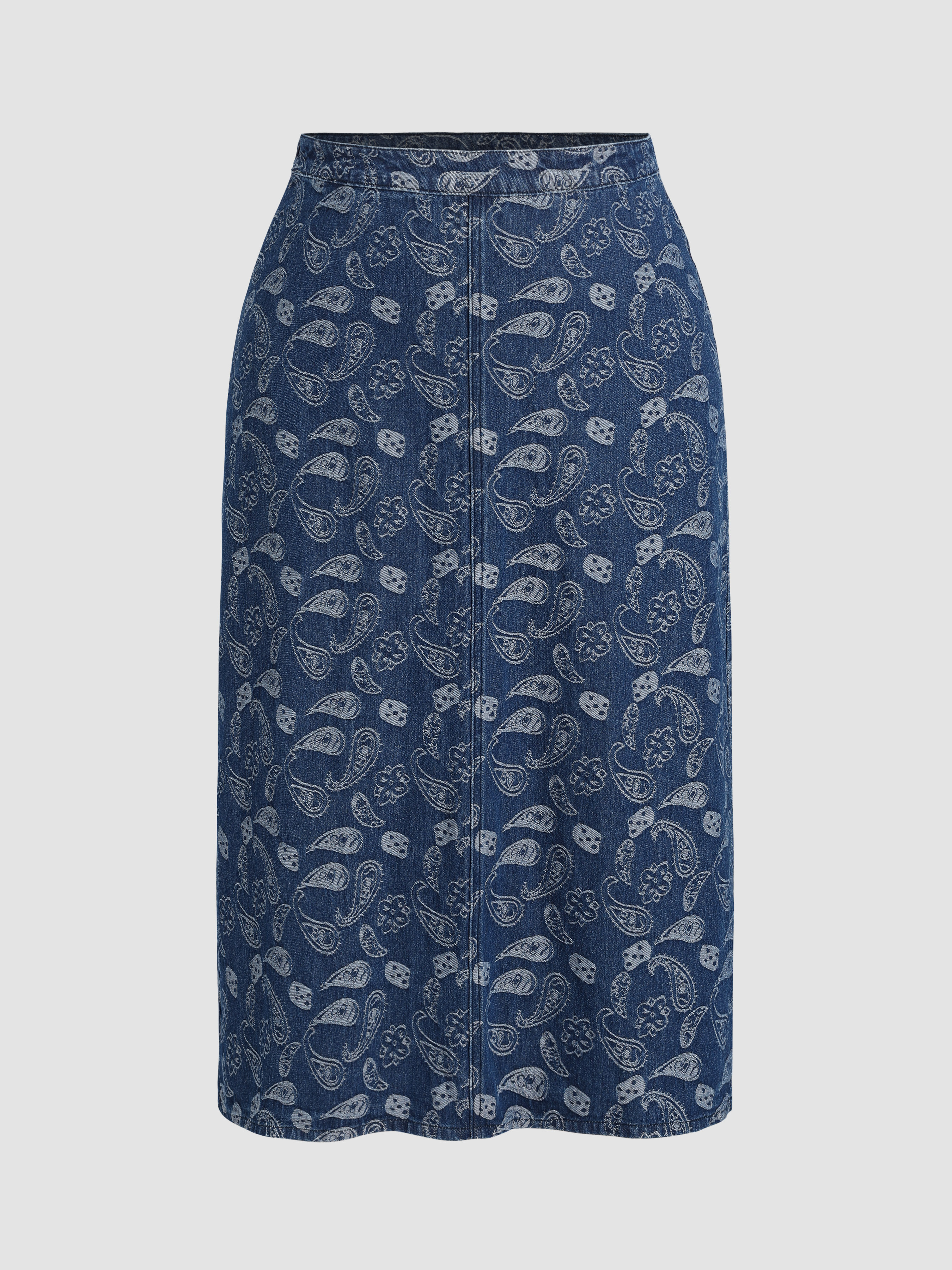 Jean Skirt Denim Paisley Pattern Slit Denim Maxi Skirt Curve & Plus For ...