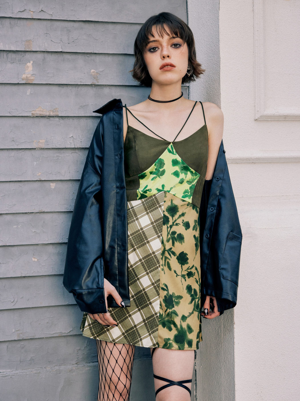 Woven Floral Patchy Mini Dress - Cider