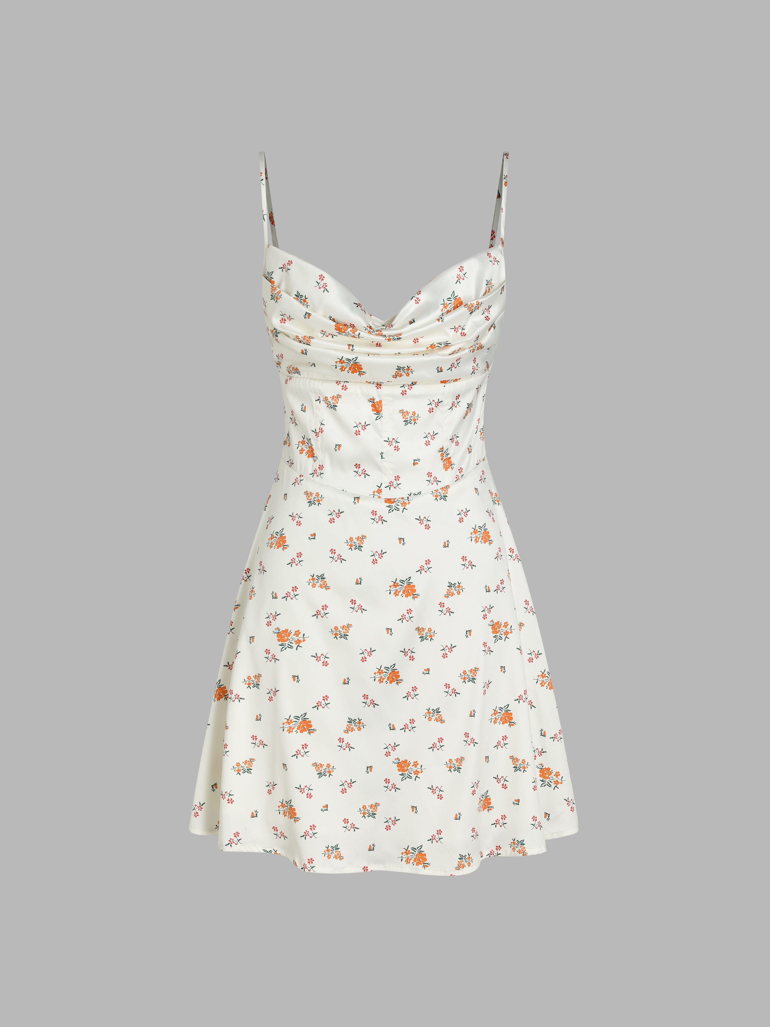 Sun Dresses Coquette Satin Satin Floral Cowl Neck Mini Dress For Date