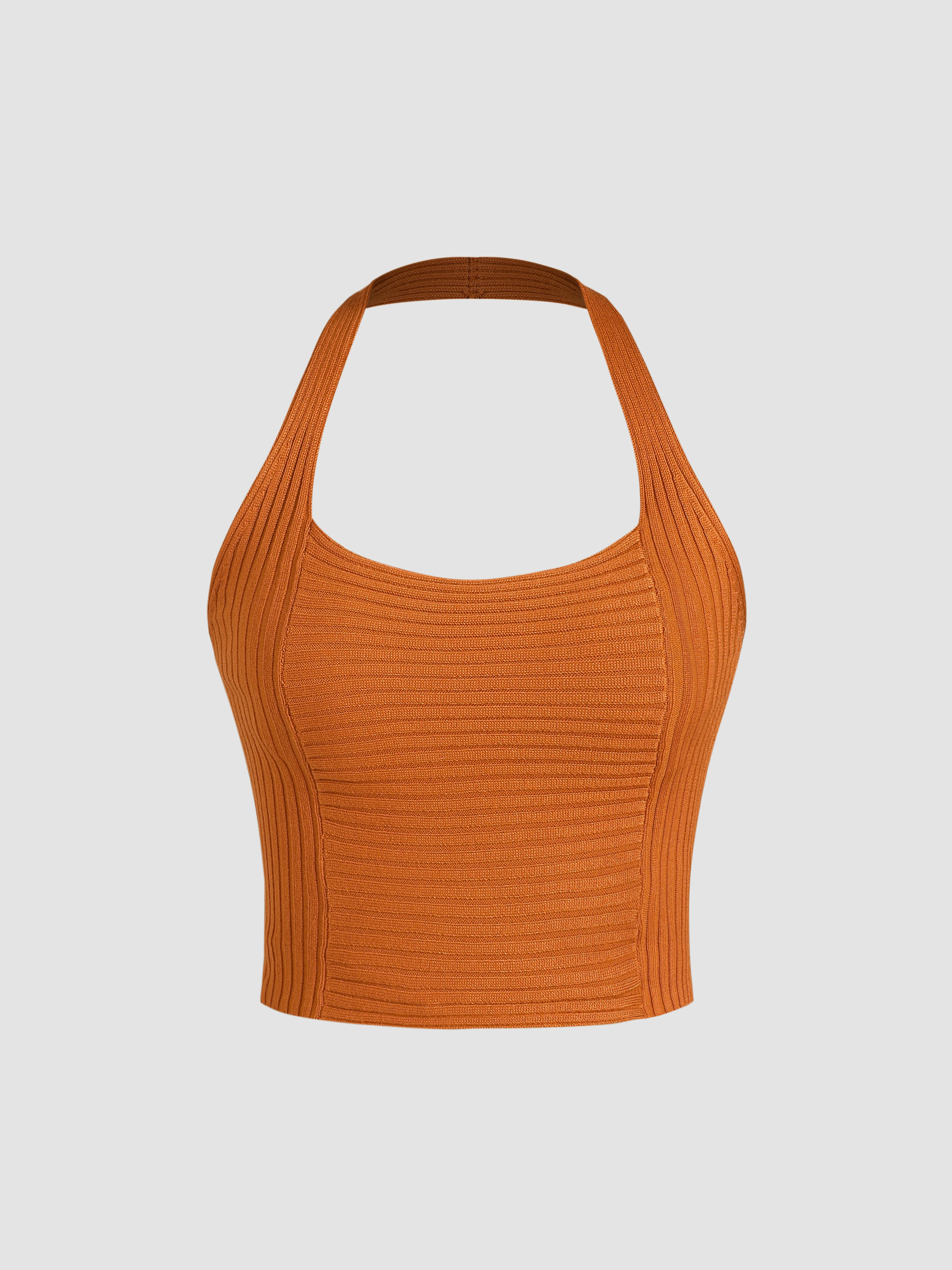 Halter Knitted Crop Cami Top For Daily Casual