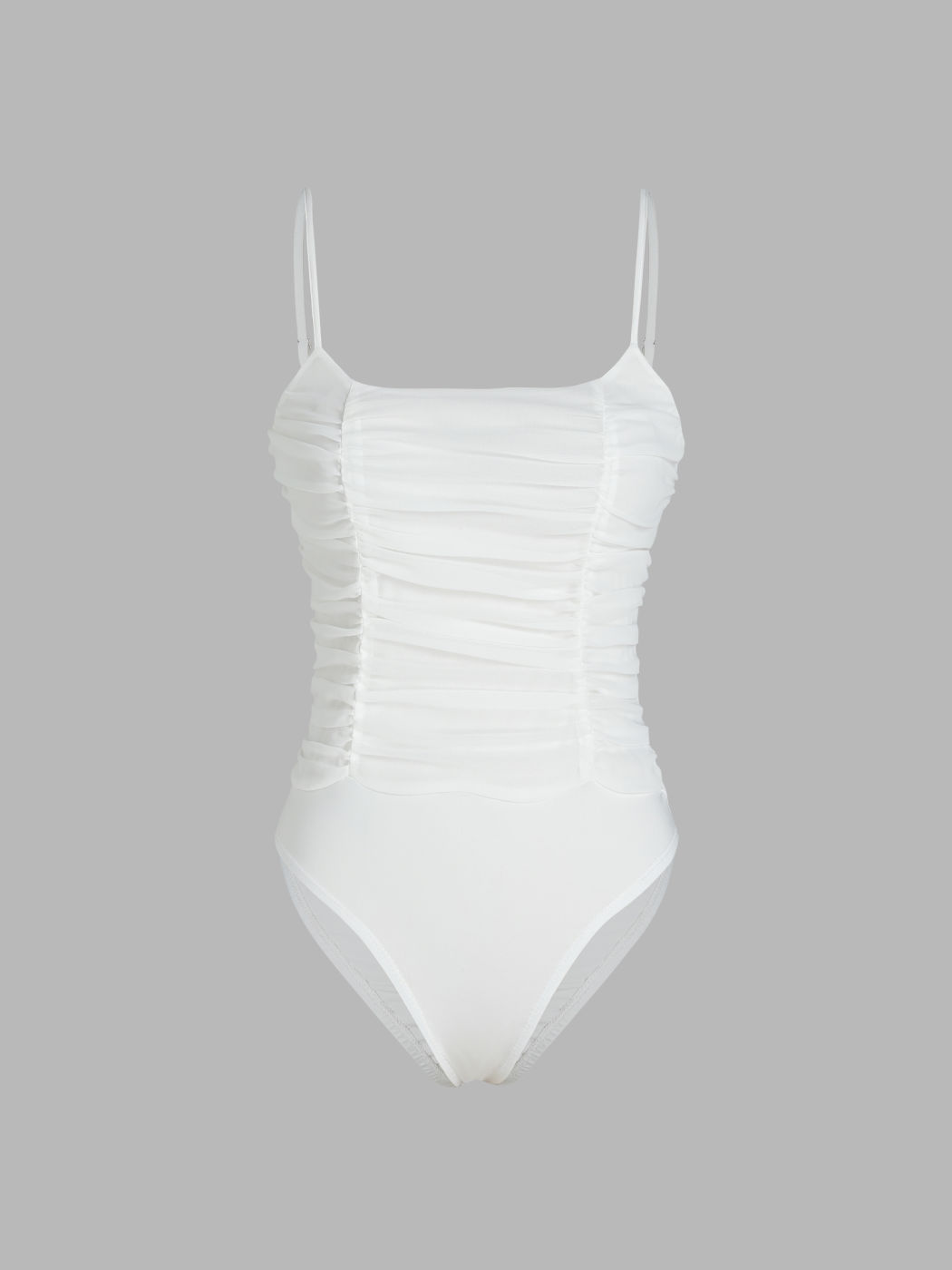 Solid U-neckline Ruched Bodysuit For Daily Casual