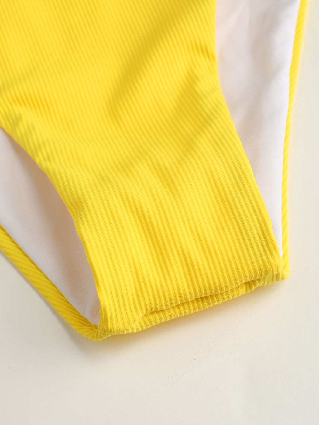 Solid Rib Knotted Bikini Swimsuit - Cider