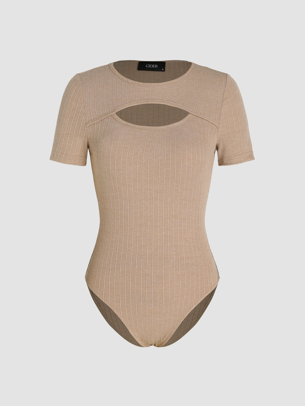 Rib Solid Cut Out Bodysuit For Daily Casual