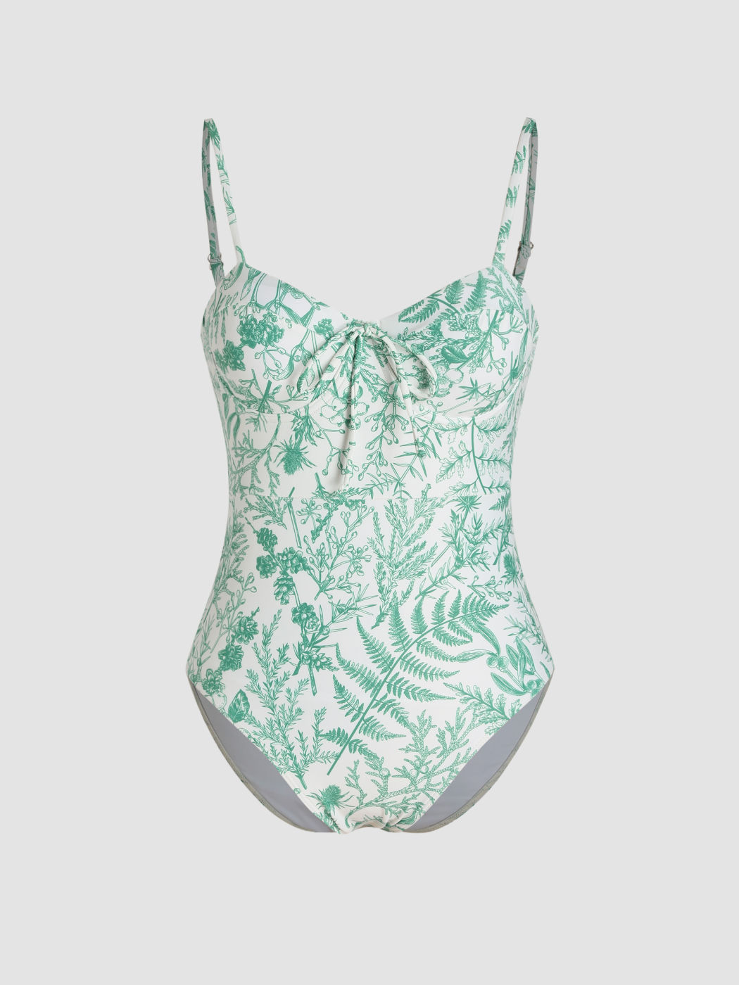 Leaf Print Underwire One Piece Swimsuit For Vacation Swimming Pool Beach