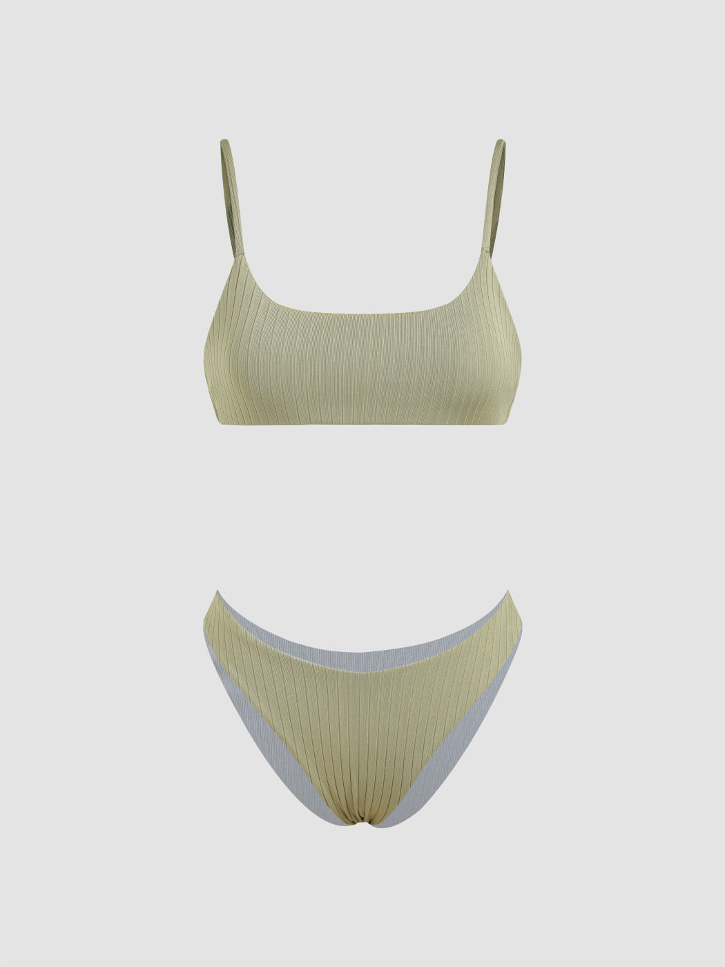 Knit Fabric Scoop Neckline Texture Bikini Swimsuit For Vacation ...